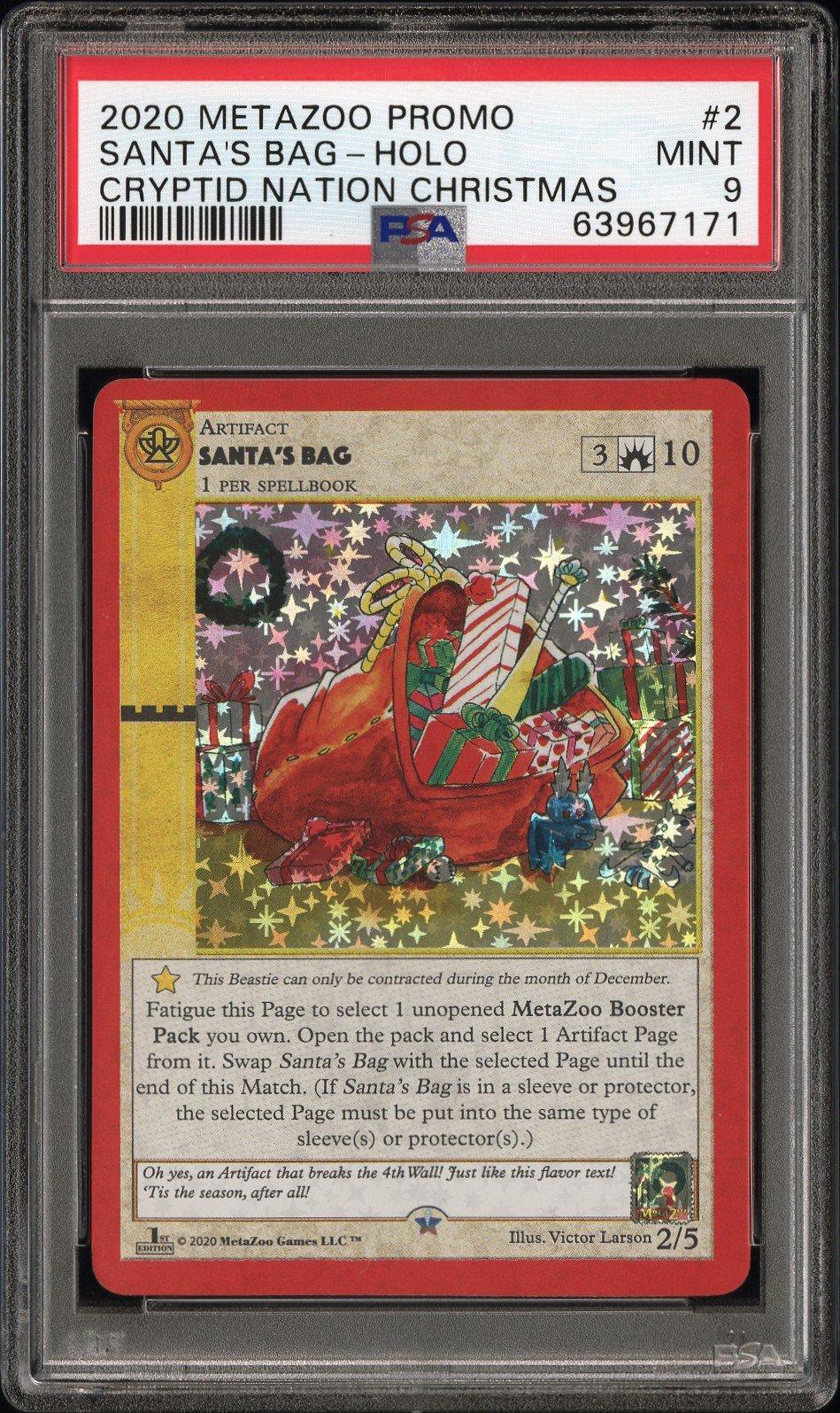 2020 Metazoo Promo 2 Santa's Bag-holo Cryptid Nation Christmas PSA 9 ...