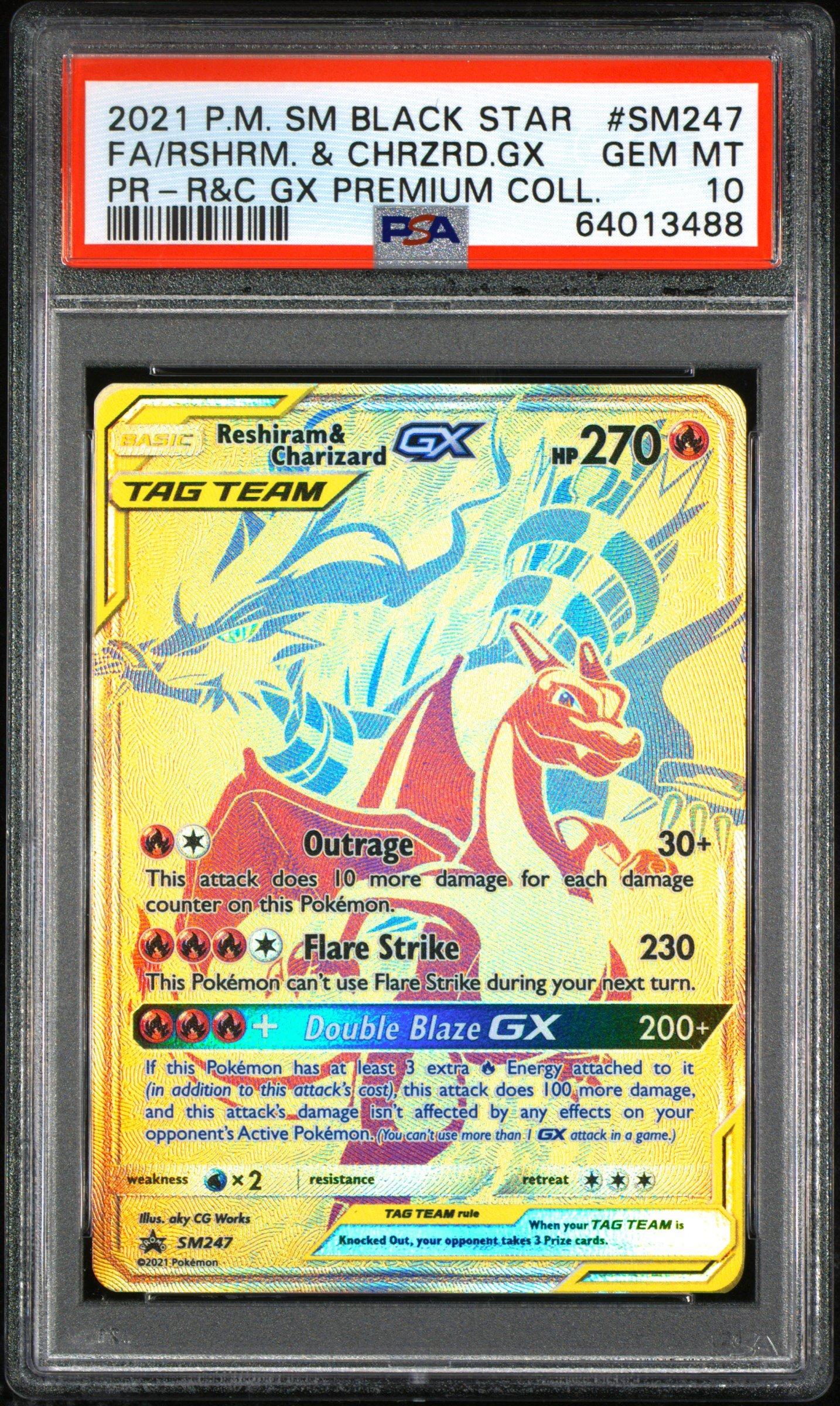 2021 Pokemon Sm Black Star Promo Sm247 Full Art/reshiram & Charizard Gx ...