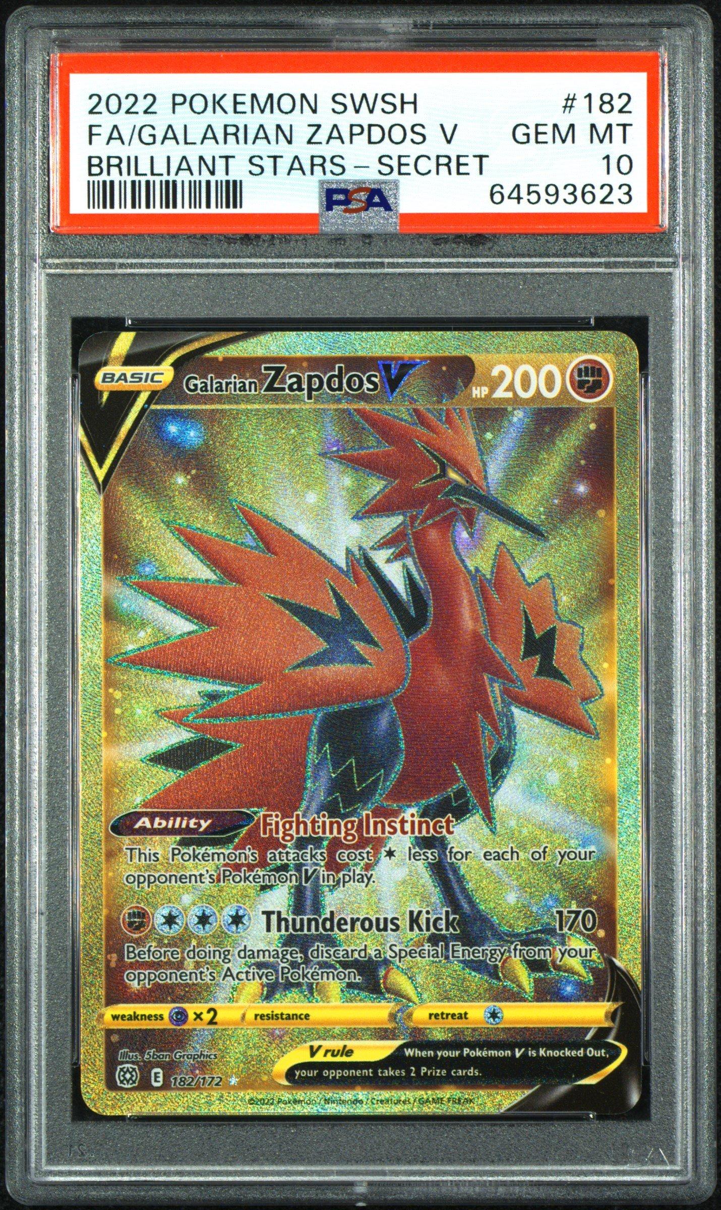 2022 Pokemon Sword & Shield Brilliant Stars 182 Fa/galarian Zapdos V PSA 10 | GameStop