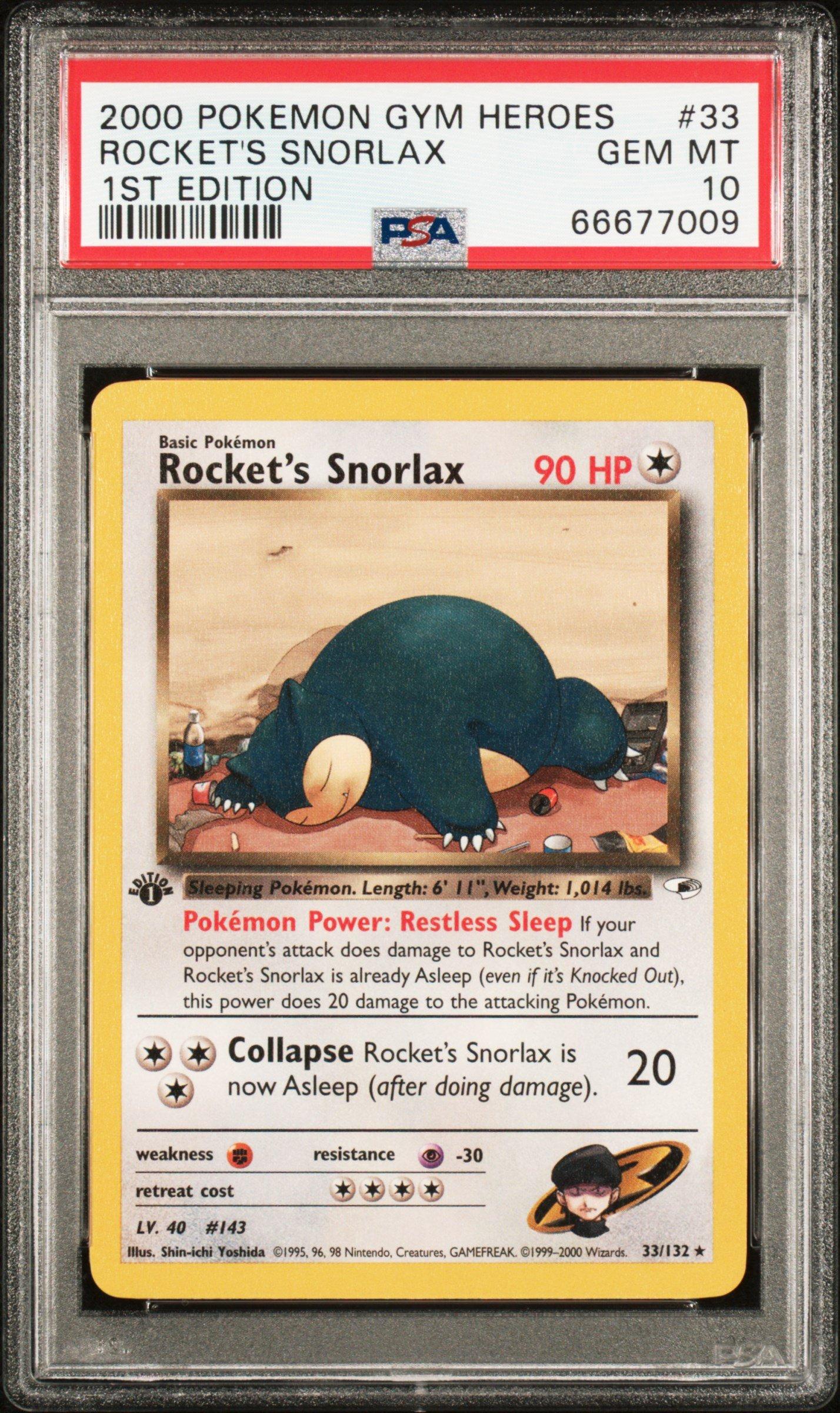 2000 Pokemon Gym Heroes 33 Rocket's Snorlax 1st Edition PSA 10 | GameStop