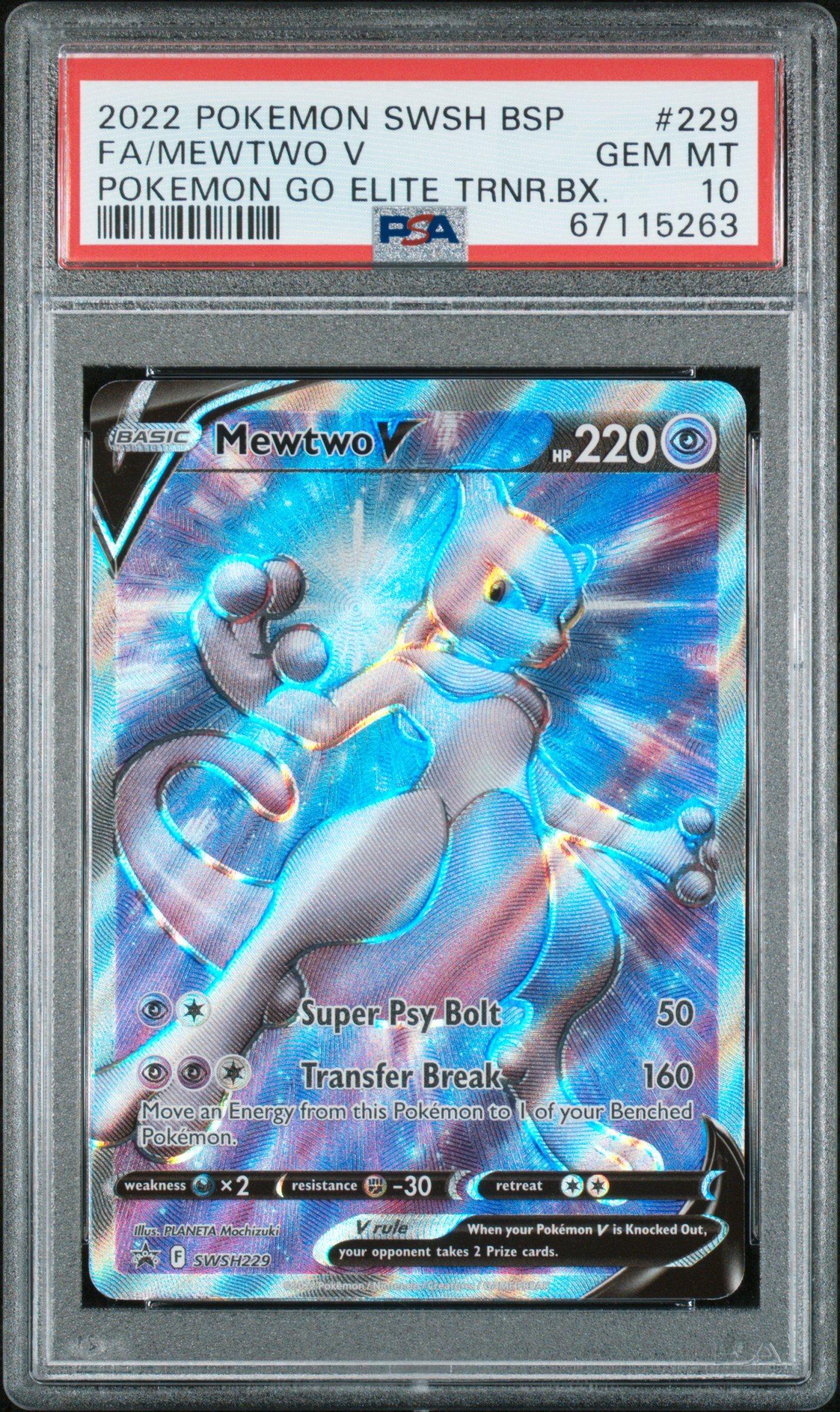 2022 Pokemon Swsh Black Star Promo 229 Full Art/mewtwo V Pokemon Go ...