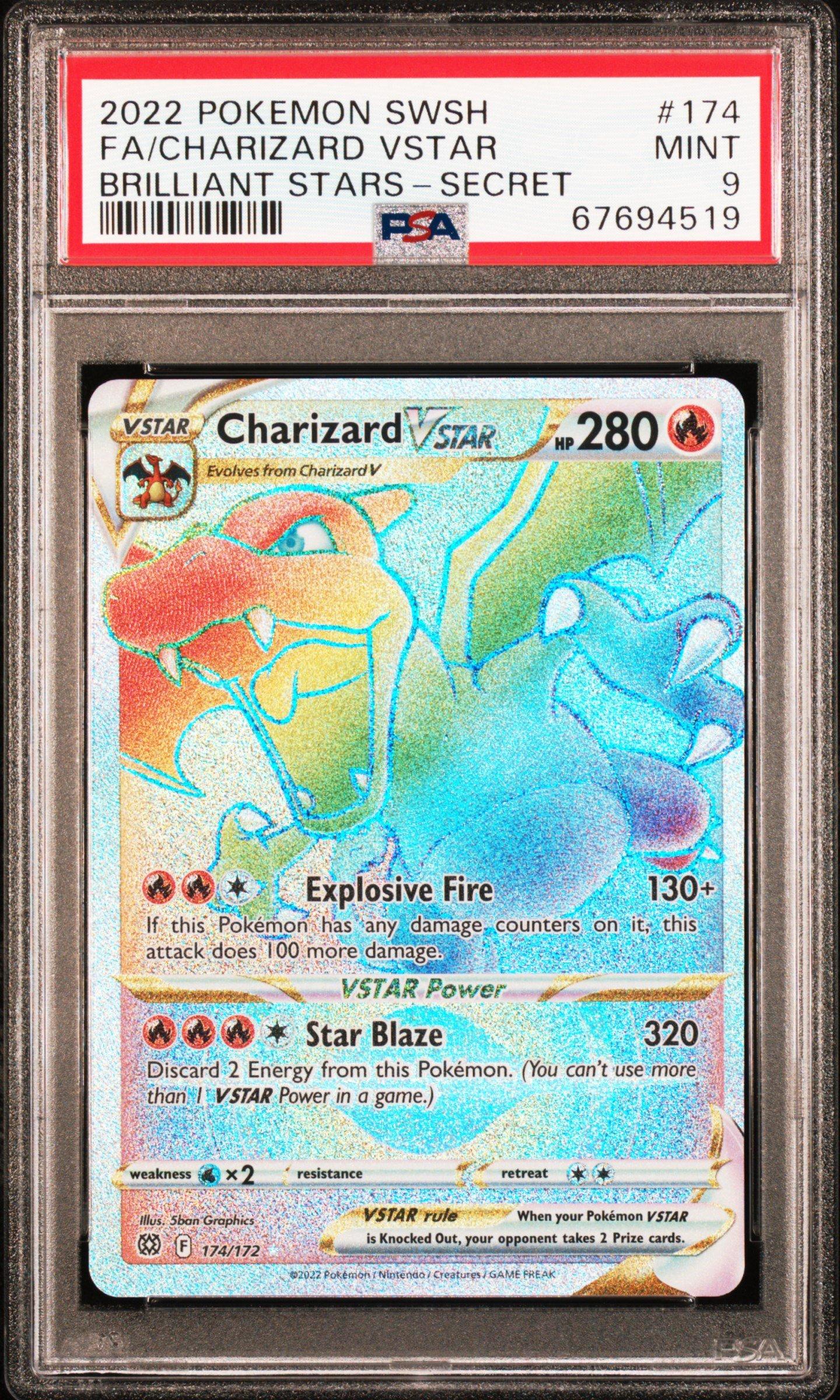 2022 Pokemon Sword & Shield Brilliant Stars 174 Fa/charizard Vstar PSA ...