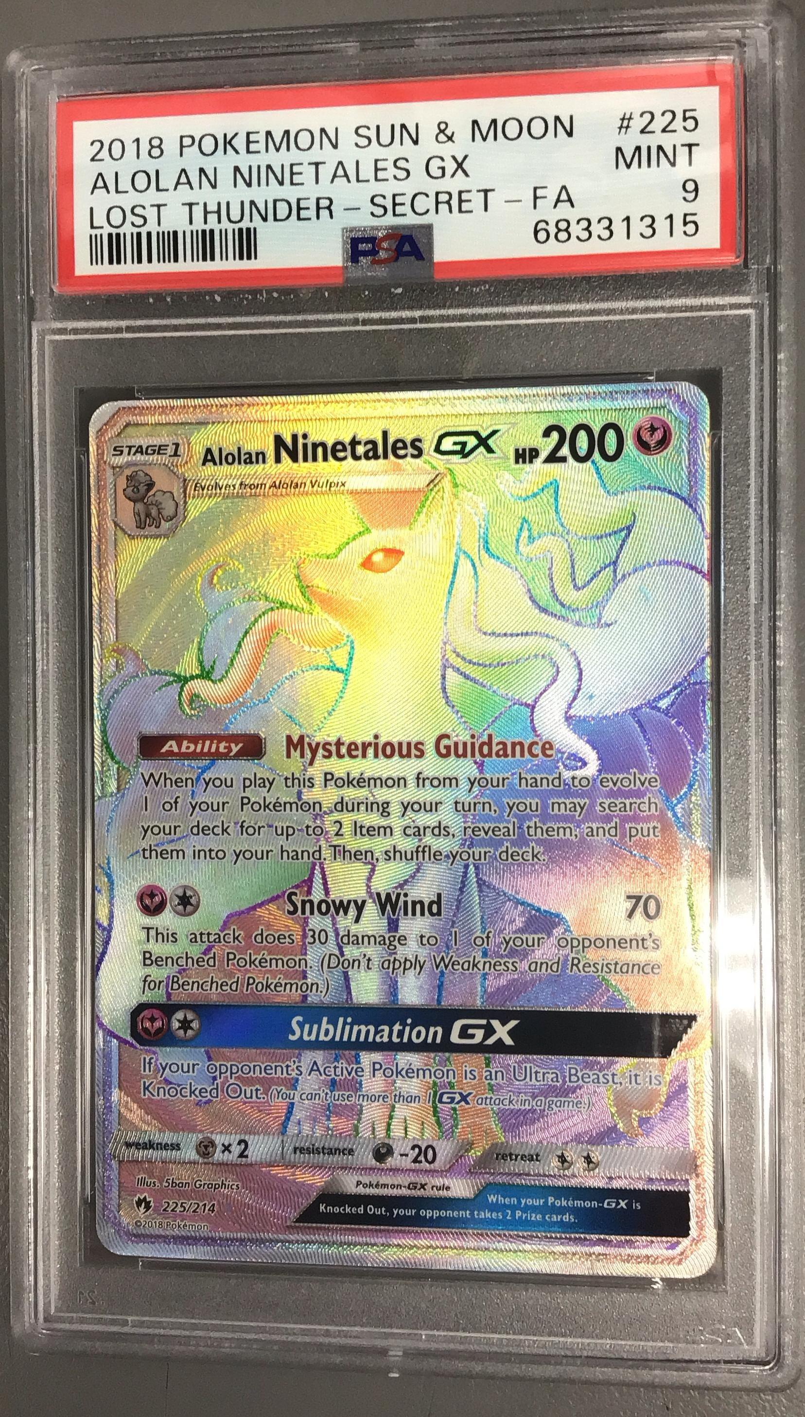 2018 Pokemon Sun & Moon Lost Thunder 225 Full Art/alolan Ninetales Gx Secret PSA 9 | GameStop