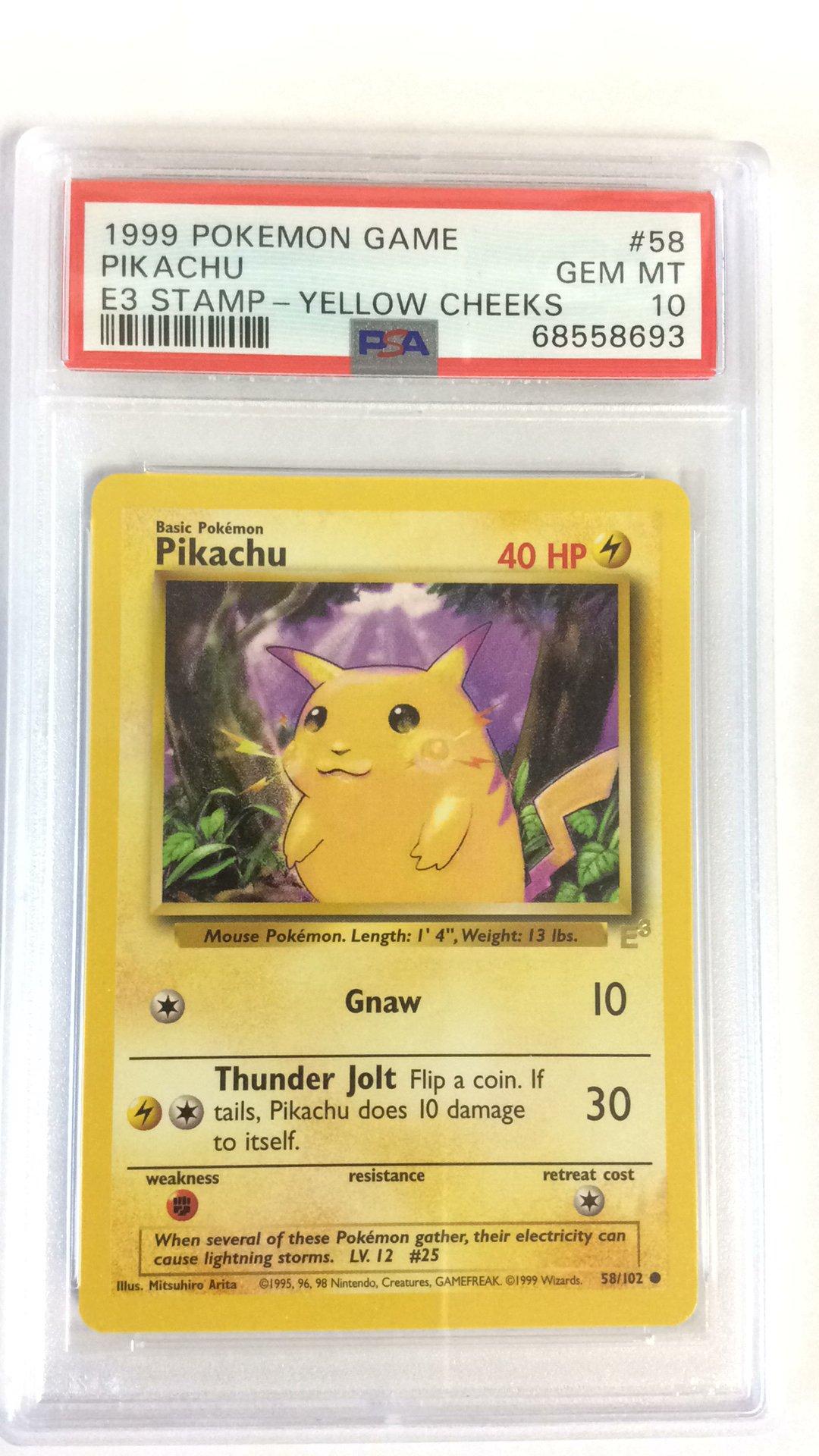 1999 Pokemon Game 58 Pikachu E3 Stamp-yellow Cheeks PSA 10 | GameStop