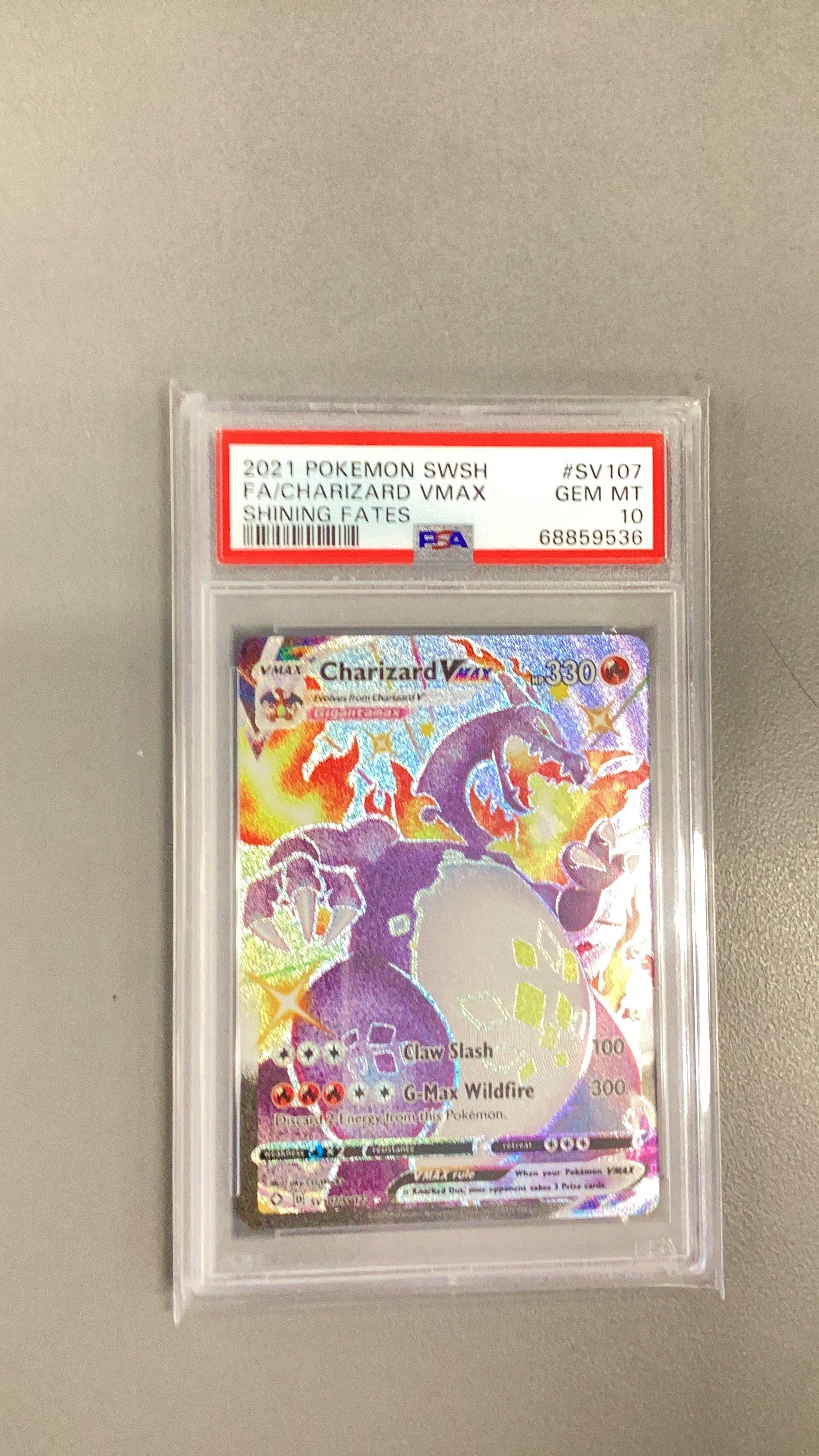 2021 Pokemon Sword & Shield Shining Fates Sv107 Fa/charizard Vmax PSA ...