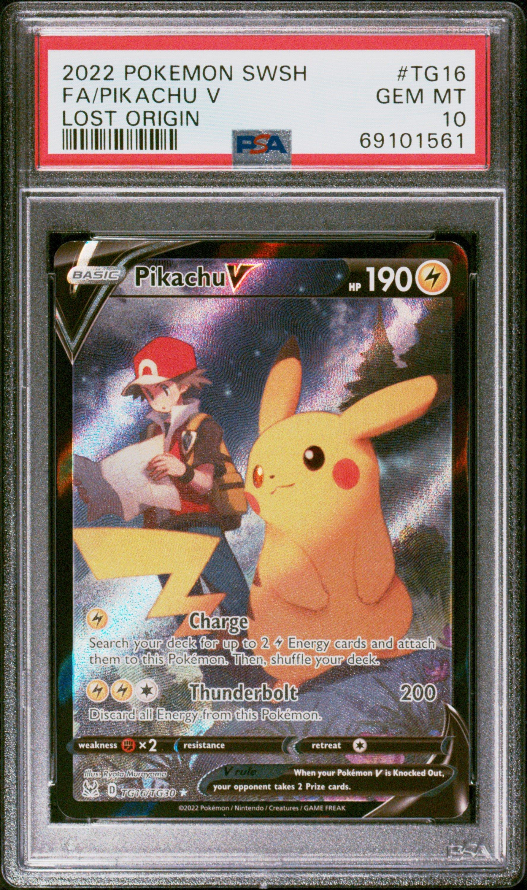 2022 Pokemon Sword & Shield Lost Origin Tg16 Full Art/pikachu V PSA 10 ...