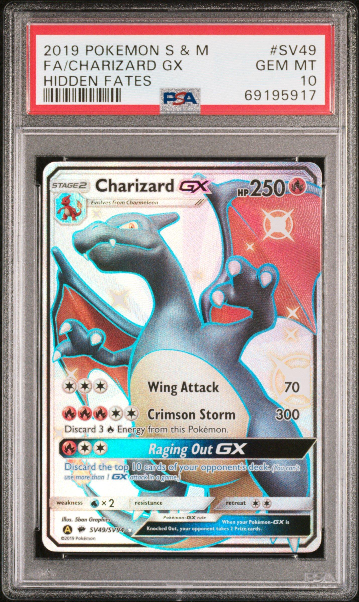 2019 Pokemon Sun & Moon Hidden Fates Sv49 Full Art/charizard Gx PSA 10 ...