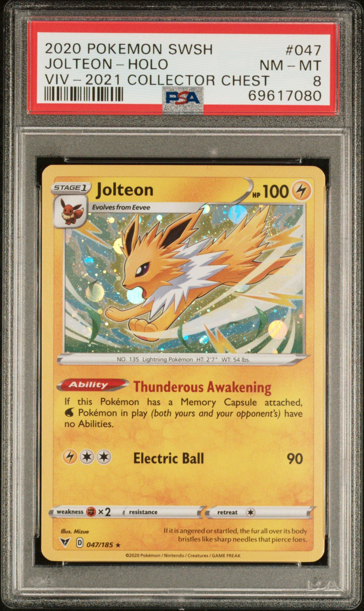 2020 Pokemon Sword & Shield Vivid Voltage 047 Jolteon-holo 2021 Collector Chest PSA 8 | GameStop