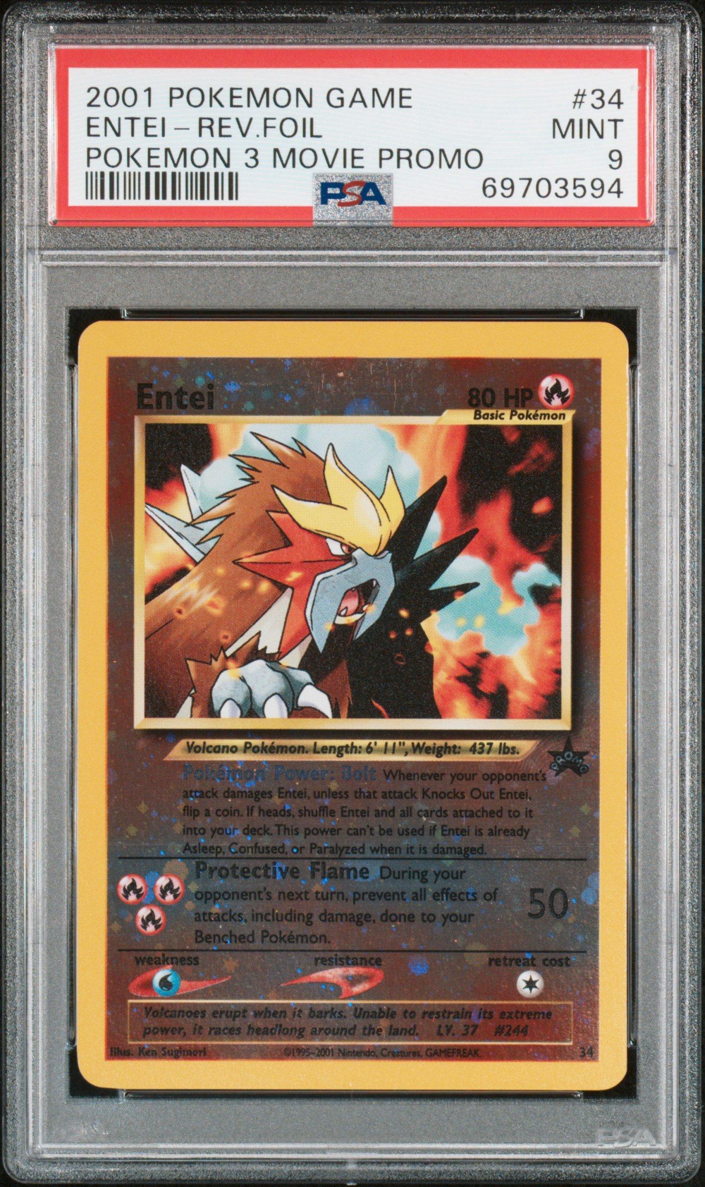 2001 Pokemon Game Movie 34 Entei-reverse Foil Pokemon 3 Movie Promo PSA ...