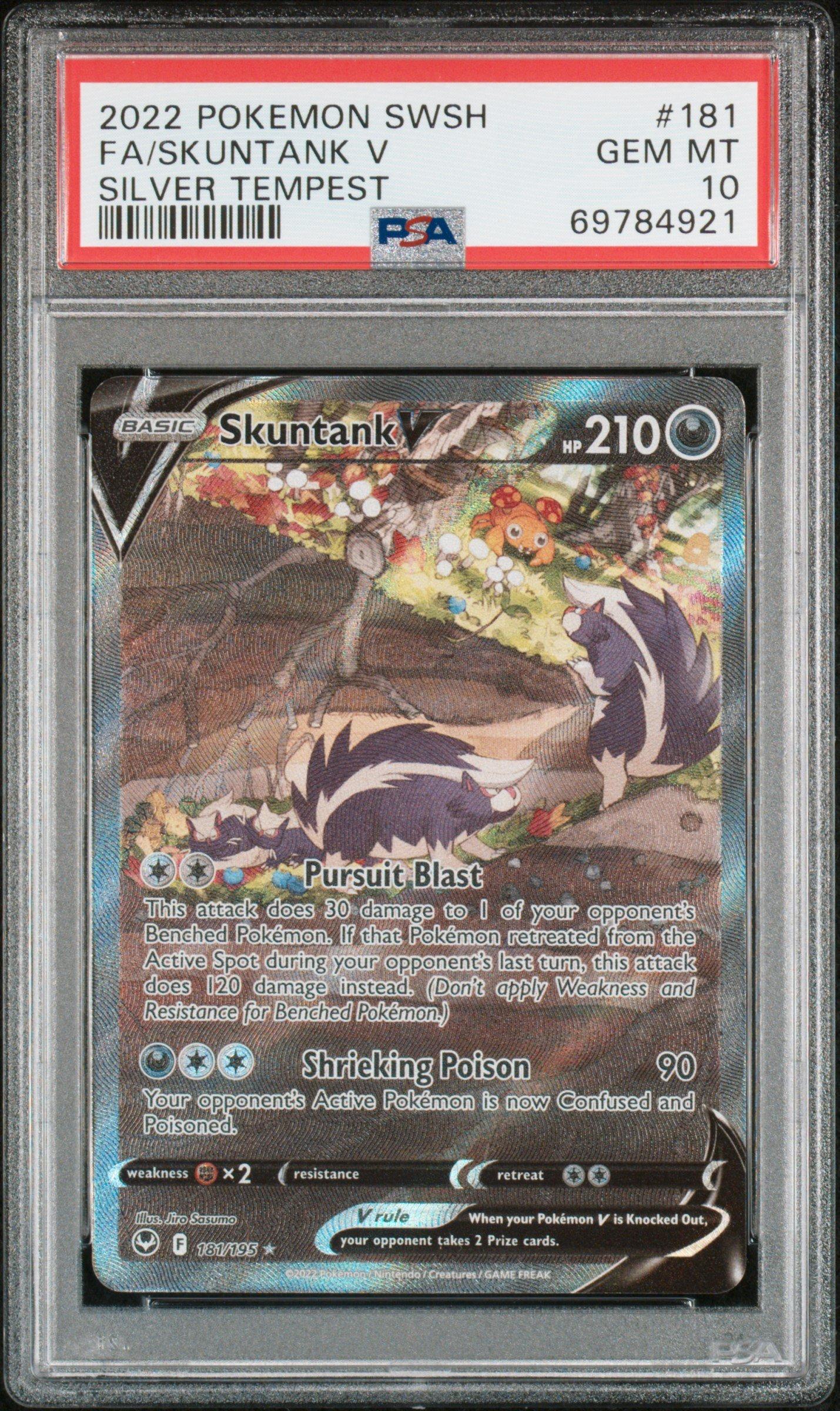 2022 Pokemon Sword & Shield Silver Tempest 181 Full Art/skuntank V PSA ...