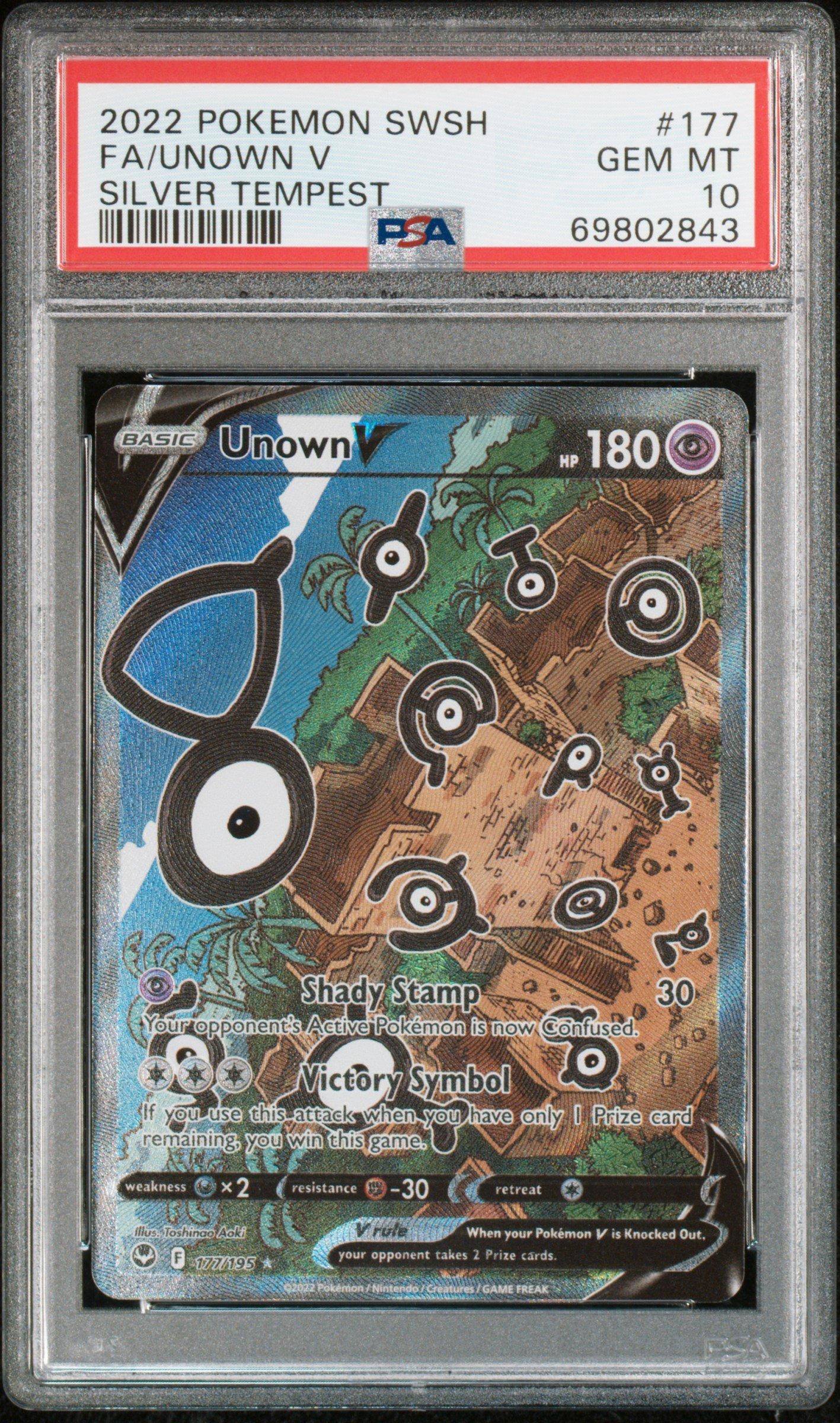 2022 Pokemon Sword & Shield Silver Tempest 177 Full Art/unown V PSA 10 ...