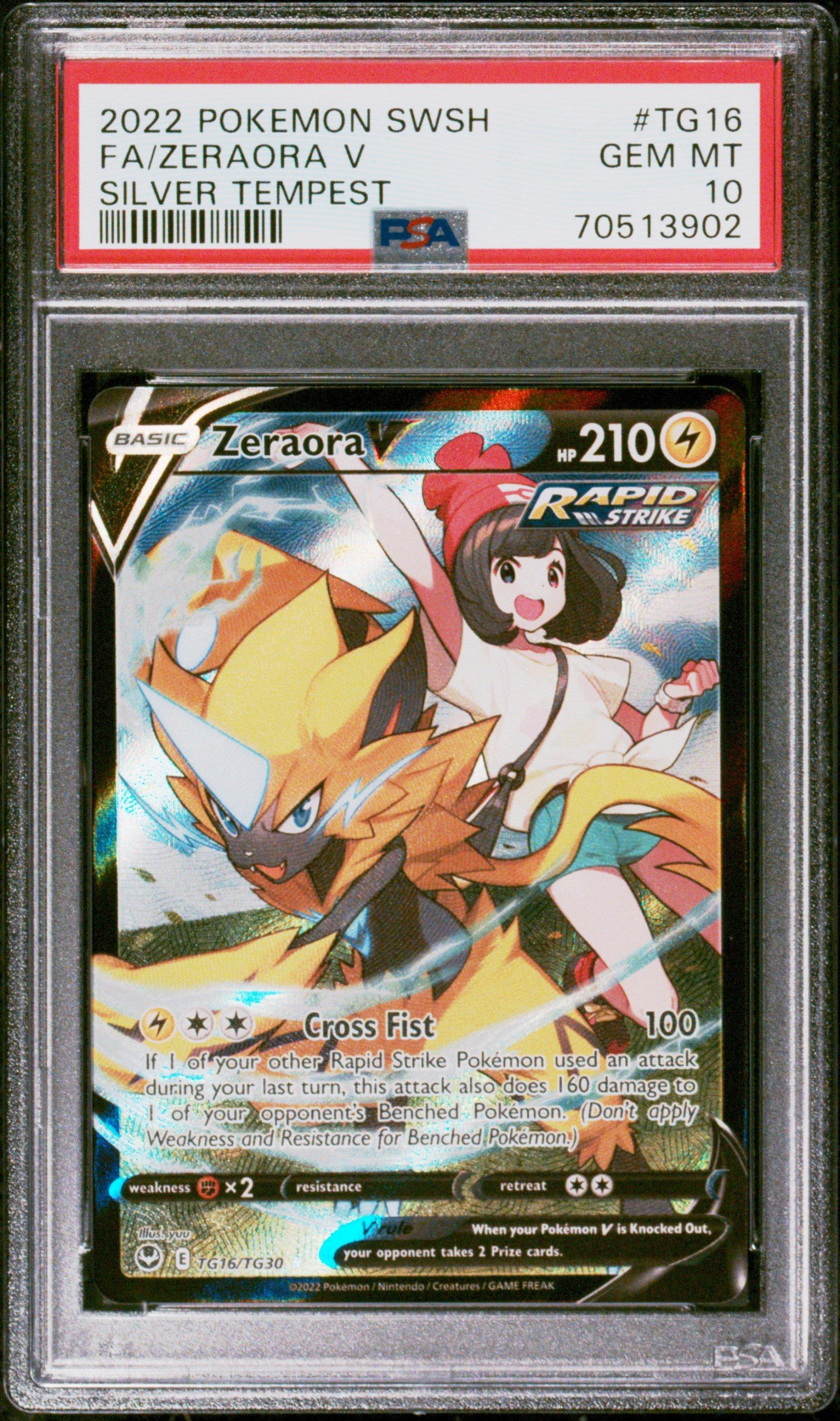 2022 Pokemon Sword & Shield Silver Tempest Tg16 Full Art/zeraora V PSA ...