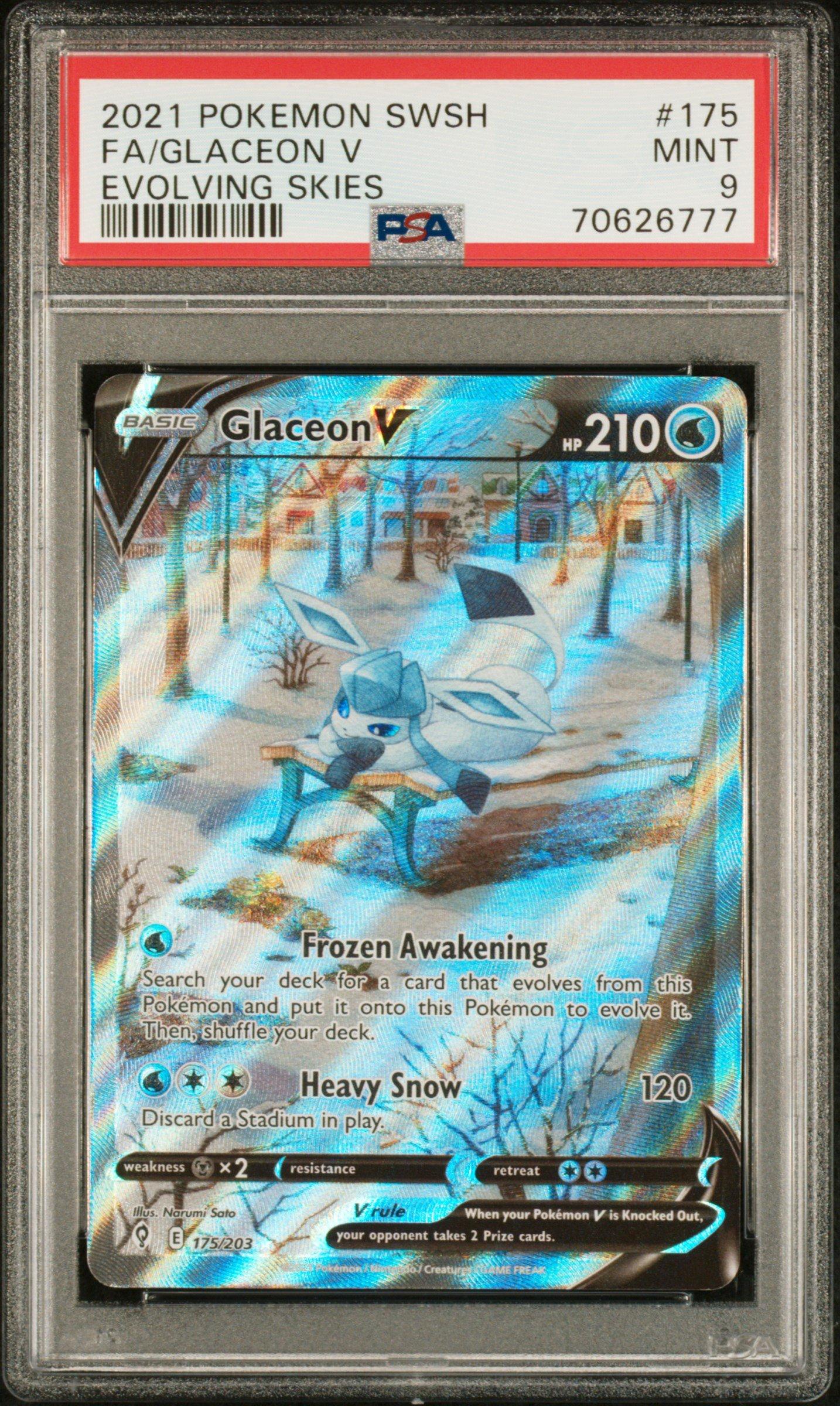 2021 Pokemon Sword & Shield Evolving Skies 175 Full Art/glaceon V PSA 9 ...