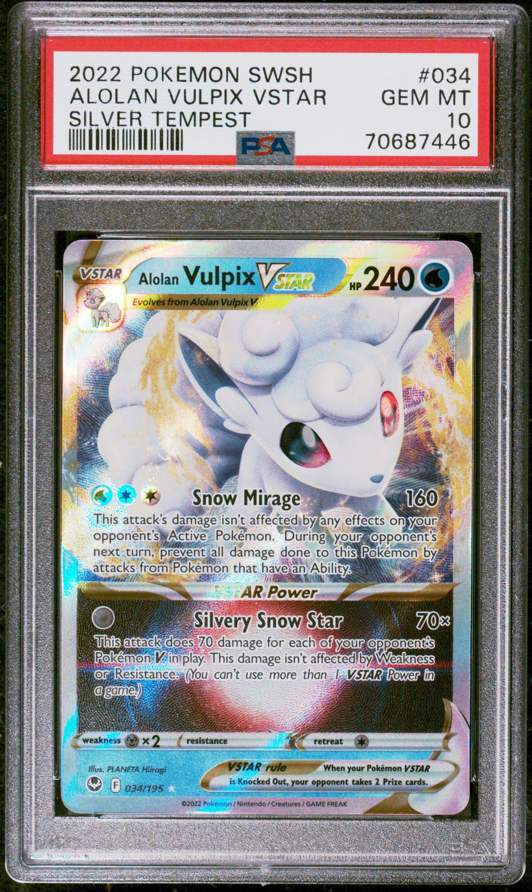 2022 Pokemon Sword & Shield Silver Tempest 034 Alolan Vulpix Vstar PSA 10 | GameStop