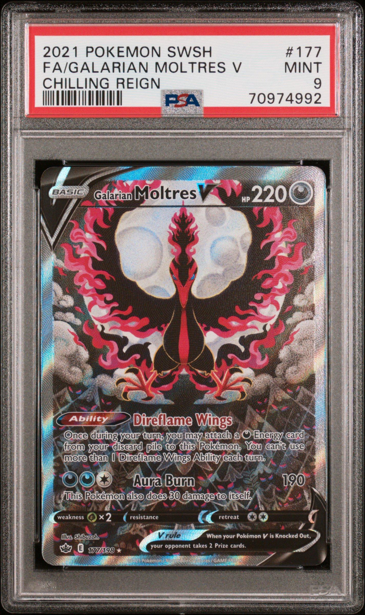 2021 Pokemon Sword & Shield Chilling Reign 177 Full Art/galarian Moltres V PSA 9 | GameStop