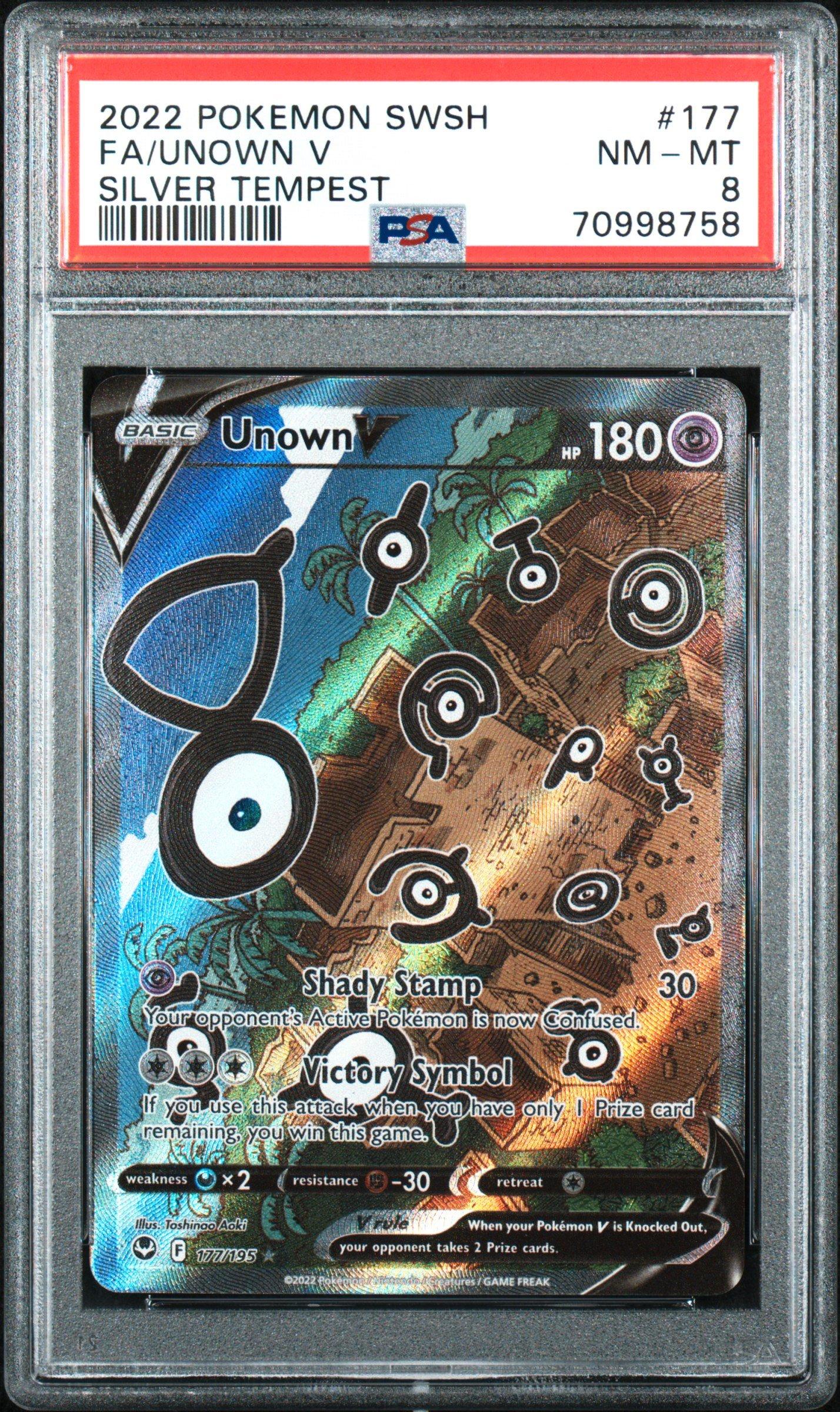 2022 Pokemon Sword & Shield Silver Tempest 177 Full Art/unown V PSA 8 ...