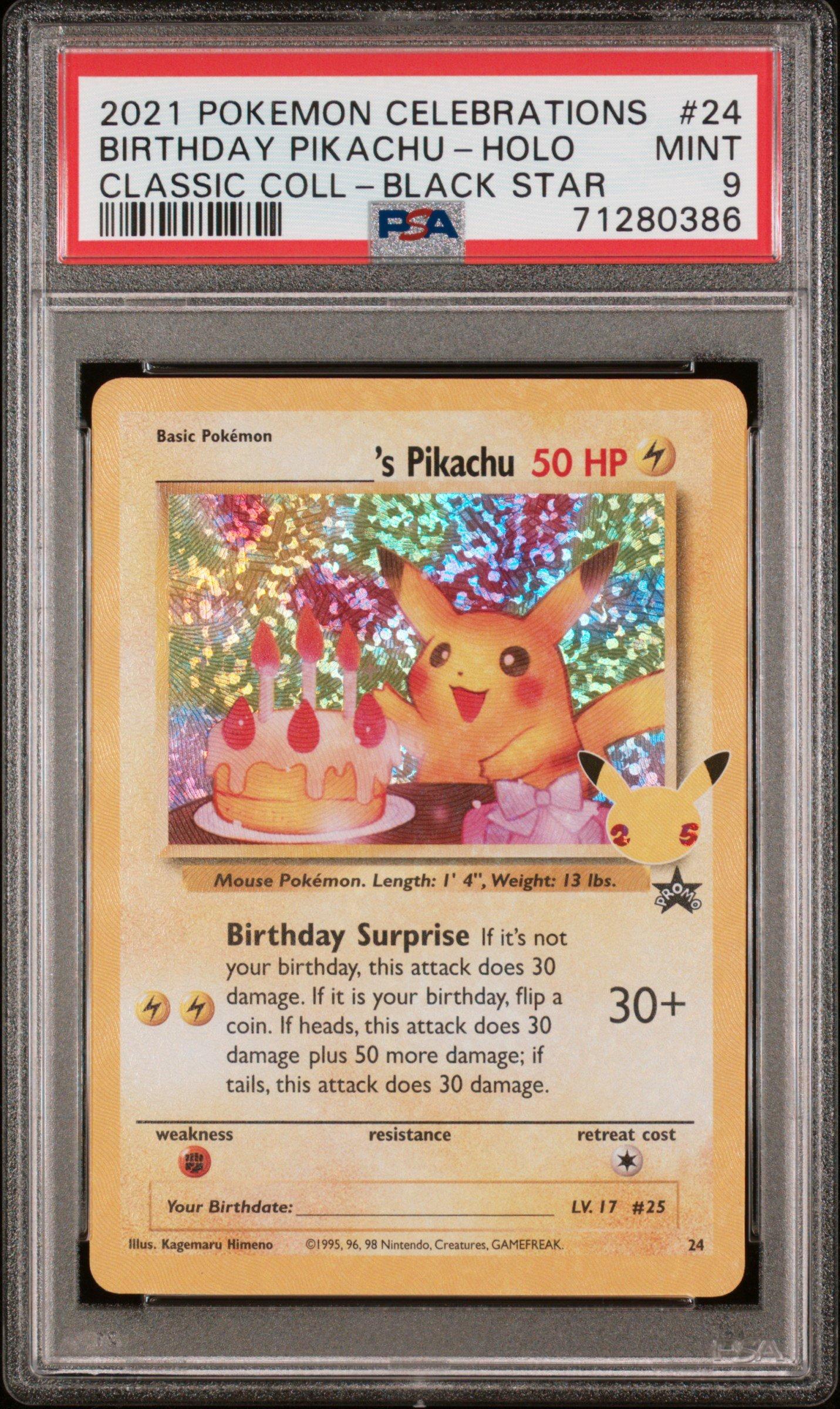 2021 Pokemon Celebrations Classic Collection 24 Birthday Pikachu PSA 9 ...