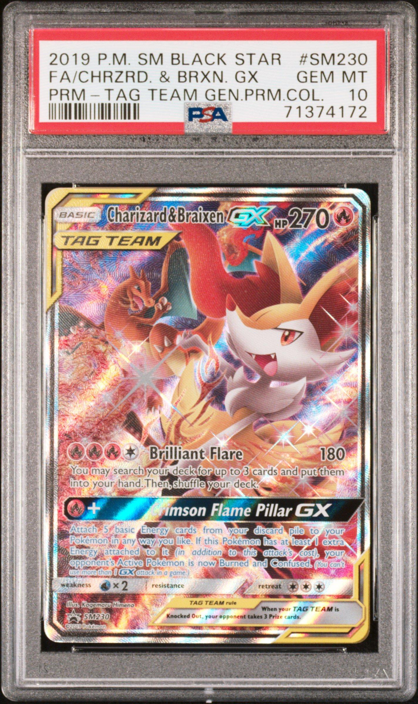 2019 Pokemon Sm Black Star Promo Sm230 Full Art/charizard & Braixen Gx Tag Team Generations ...