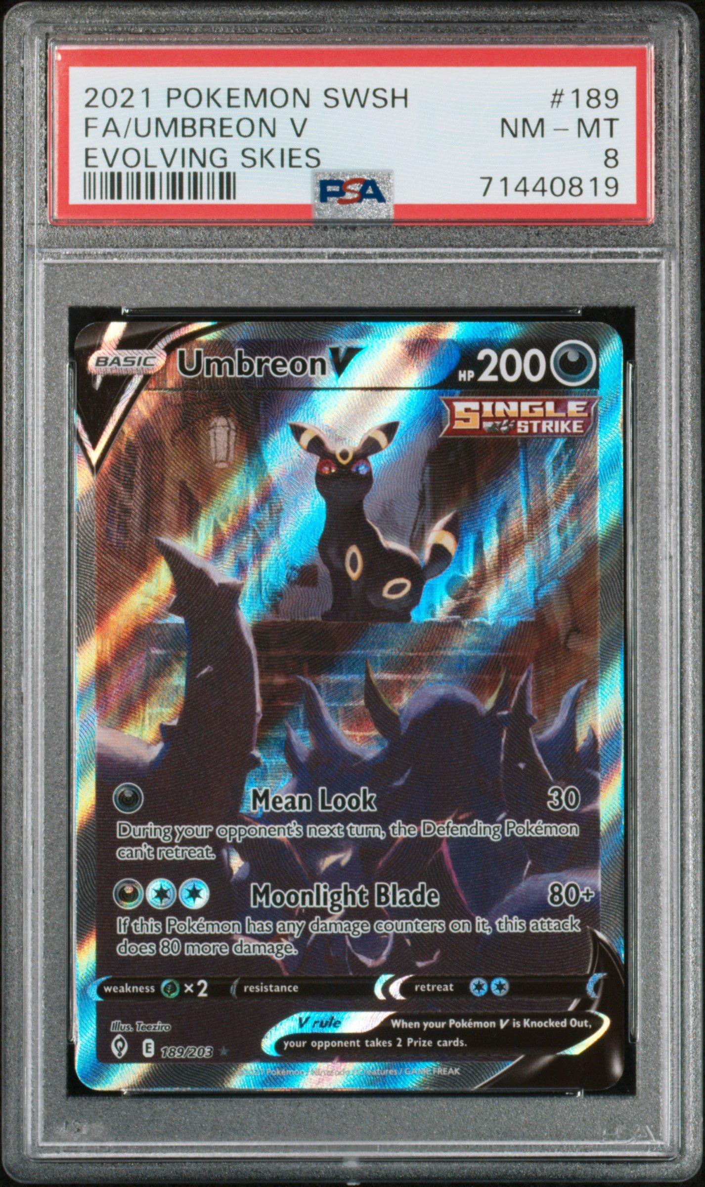 2021 Pokemon Sword & Shield Evolving Skies 189 Full Art/umbreon V PSA 8 ...