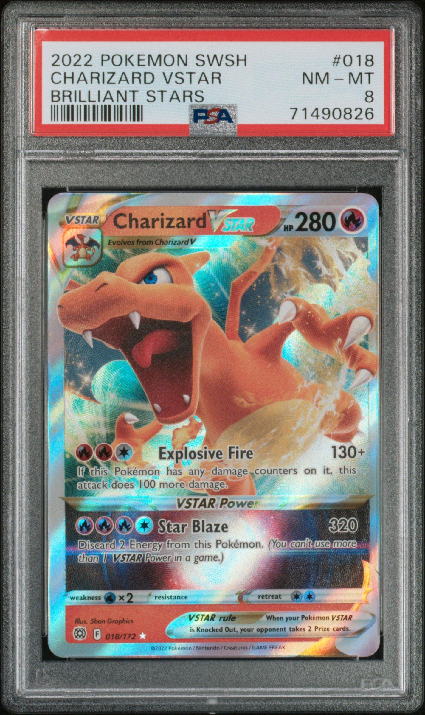 2022 Pokemon Sword & Shield Brilliant Stars 018 Charizard Vstar PSA 8 ...