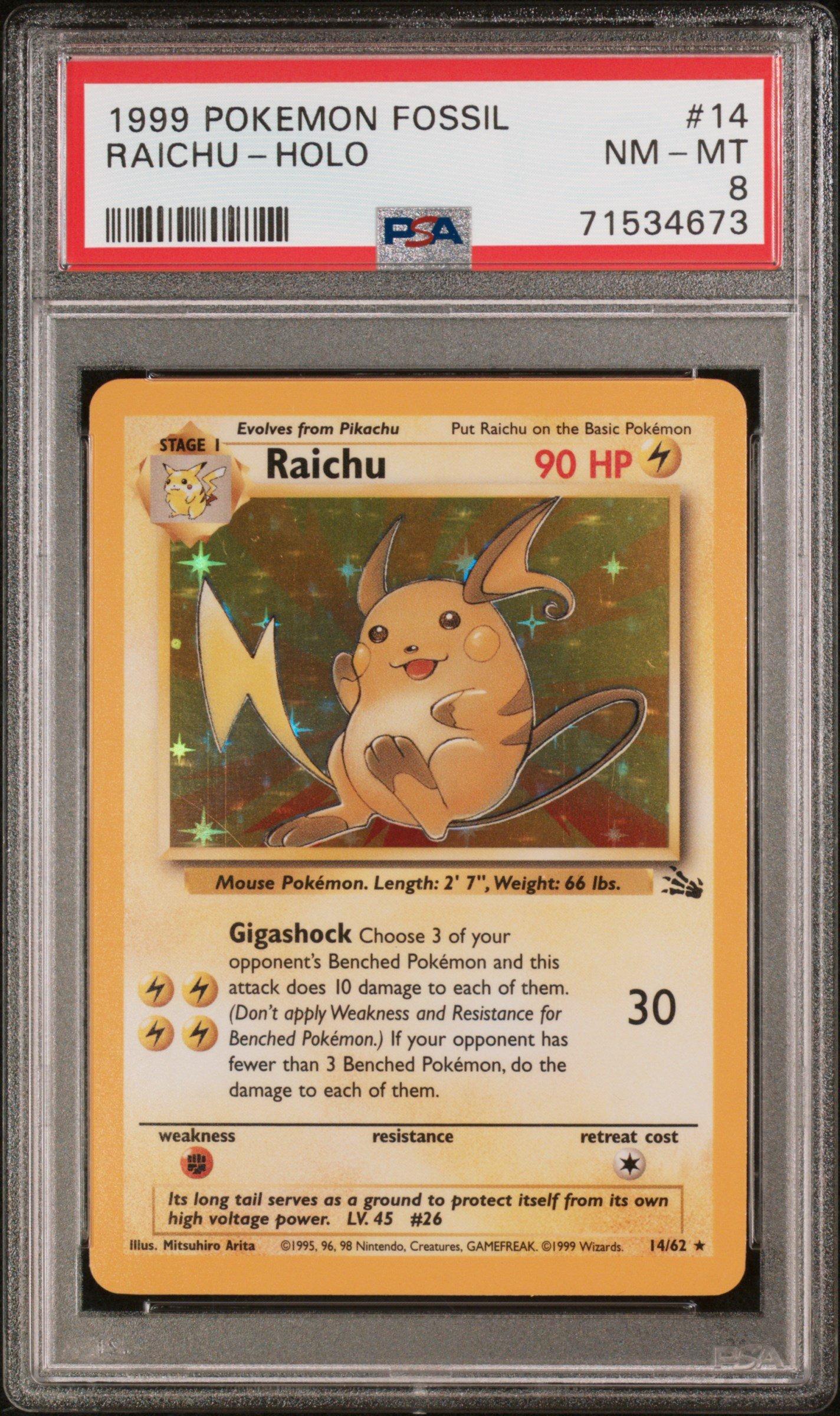 1999 Pokemon Fossil 14 Raichu-holo PSA 8 | GameStop