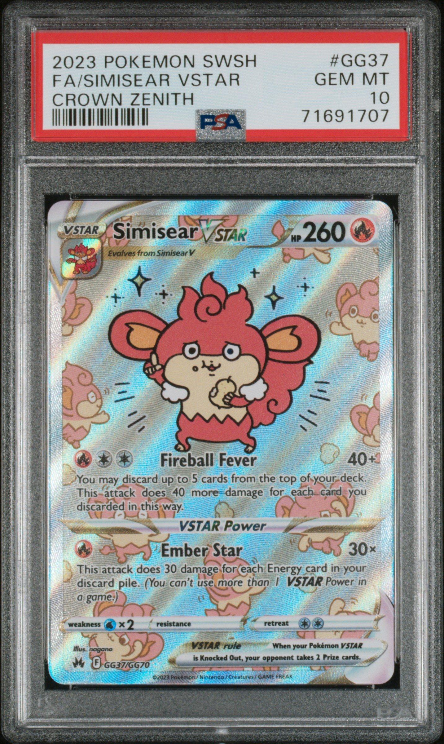 2023 Pokemon Sword And Shield Crown Zenith Gg37 Full Art/simisear Vstar ...