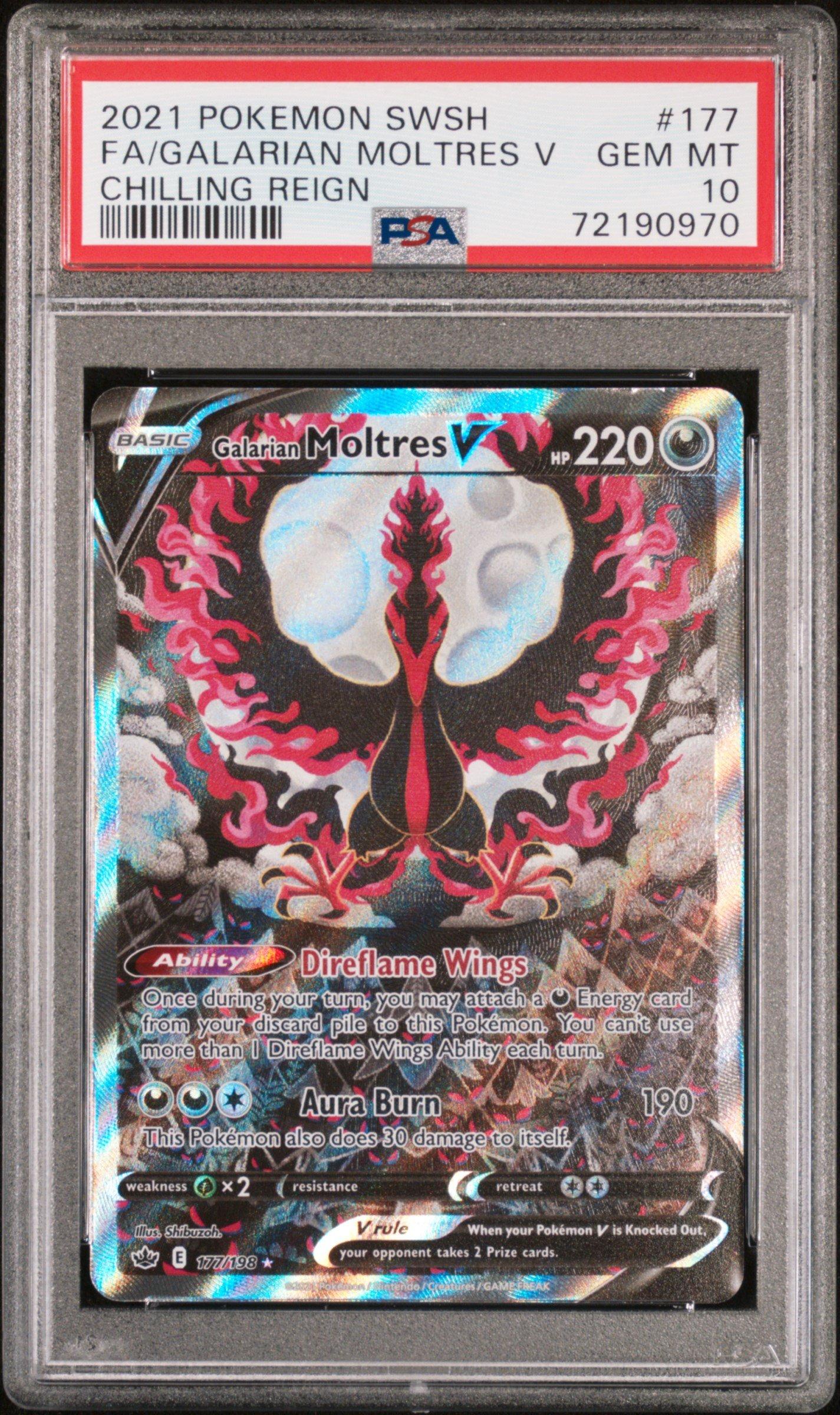 2021 Pokemon Sword & Shield Chilling Reign 177 Full Art/galarian Moltres V PSA 10 | GameStop