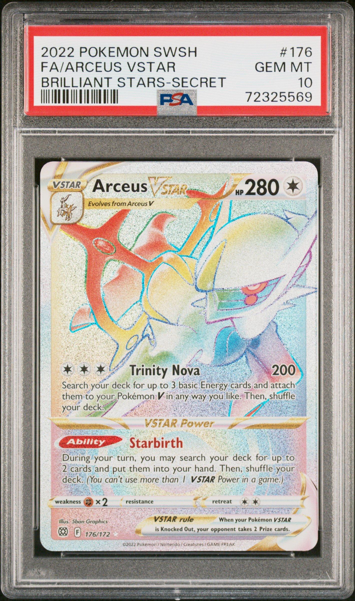 2022 Pokemon Sword & Shield Brilliant Stars 176 Full Art/arceus Vstar ...