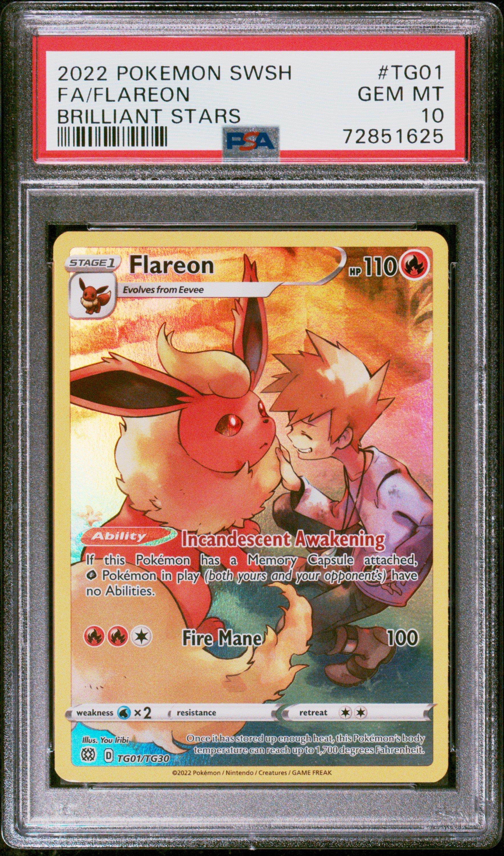 2022 Pokemon Sword & Shield Brilliant Stars Tg01 Full Art/flareon PSA ...