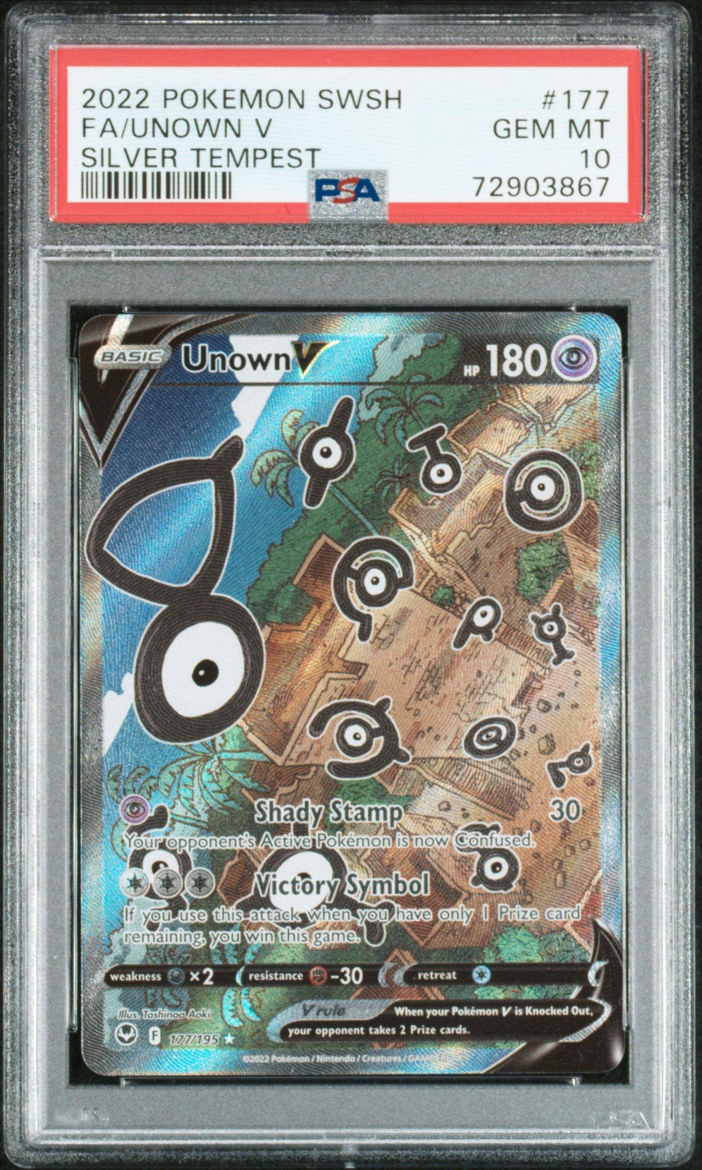 2022 Pokemon Sword & Shield Silver Tempest 177 Full Art/unown V PSA 10 ...
