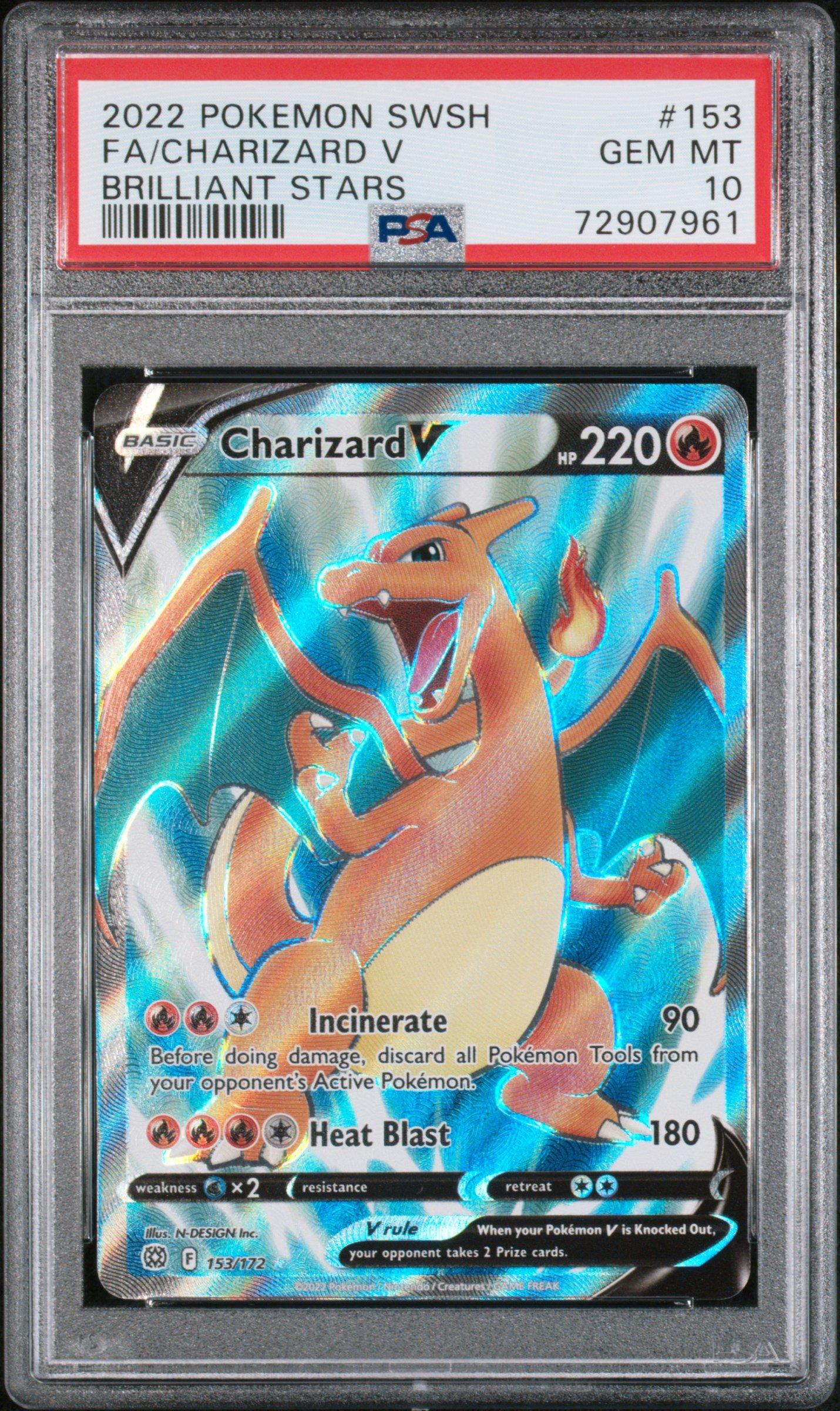 2022 Pokemon Sword & Shield Brilliant Stars 153 Fa/charizard V PSA 10 ...