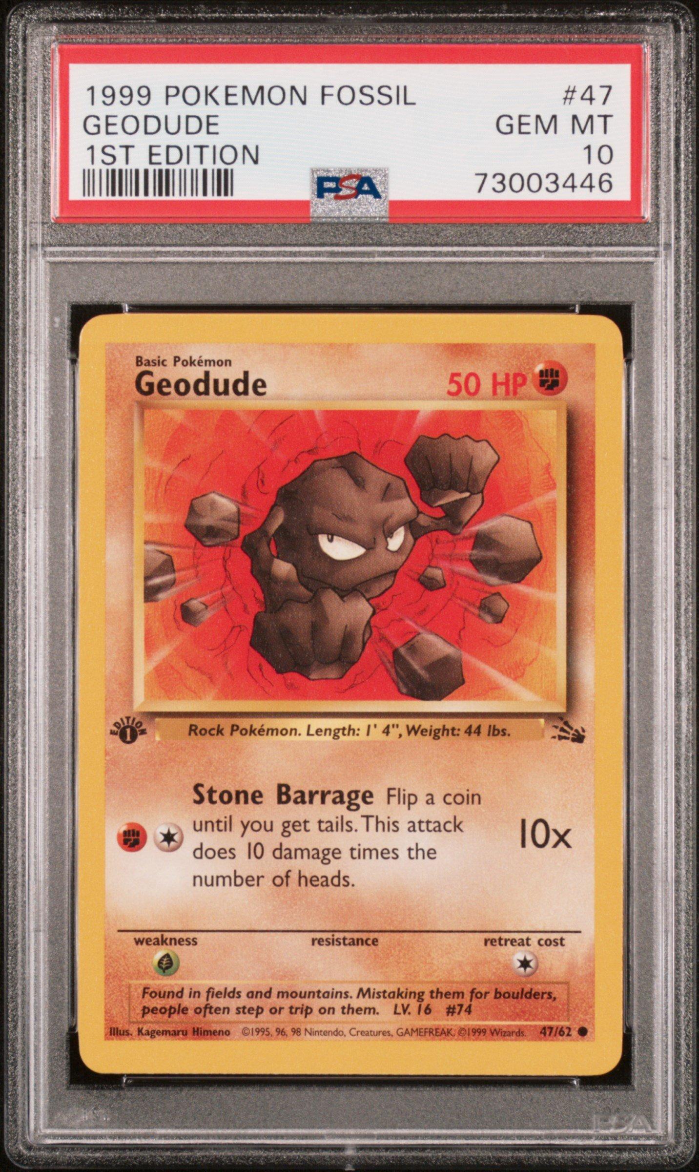 1999 Pokemon Fossil 47 Geodude 1st Edition PSA 10 | GameStop