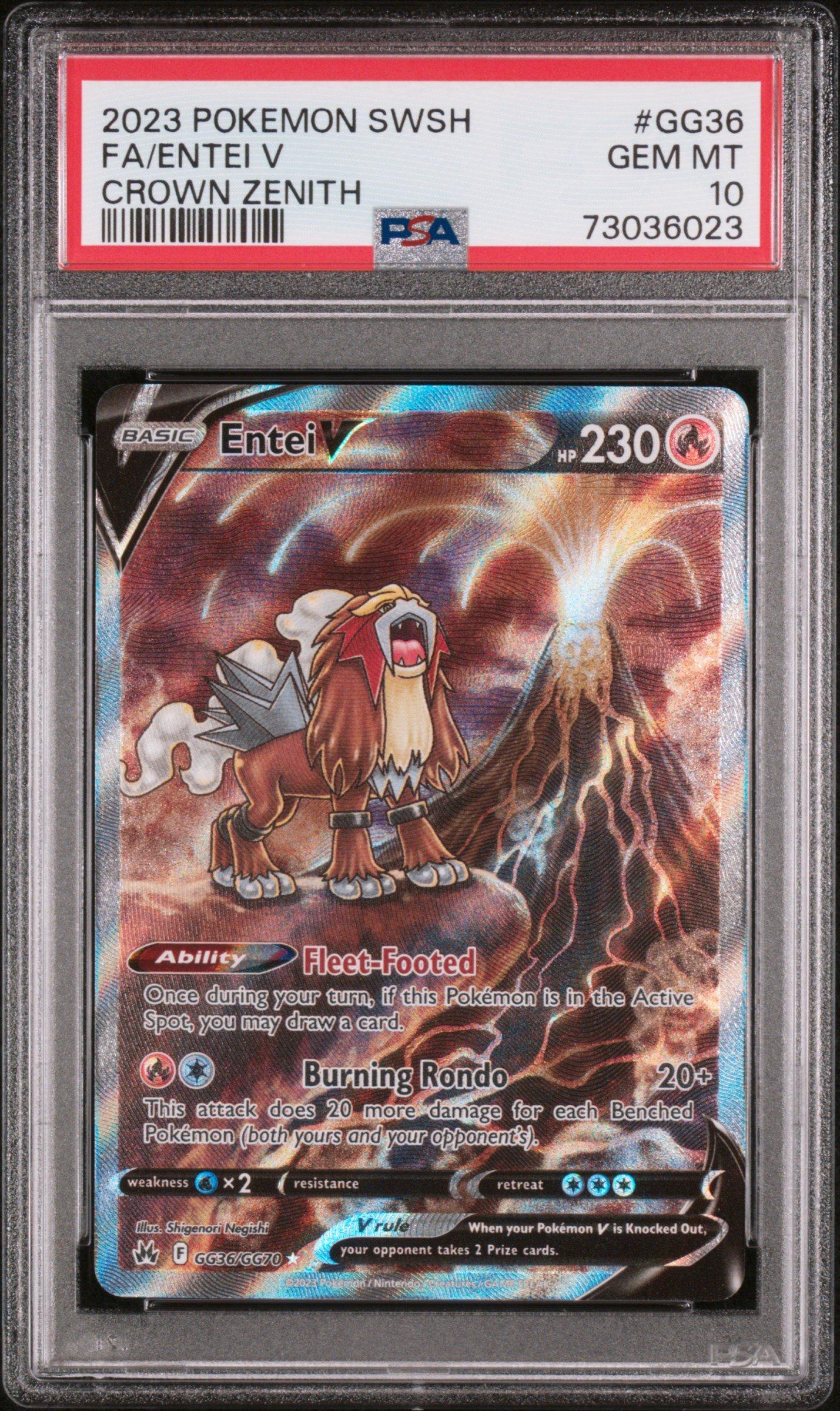 2023 Pokemon Sword And Shield Crown Zenith Gg36 Full Art/entei V PSA 10 ...