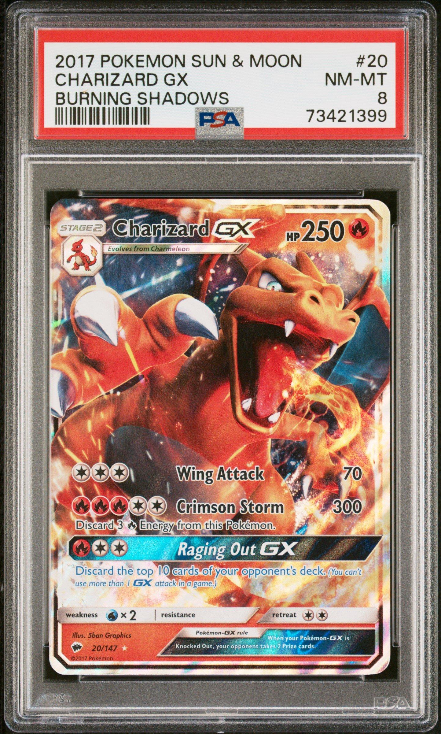 2017 Pokemon Sun & Moon Burning Shadows 20 Charizard Gx PSA 8 | GameStop