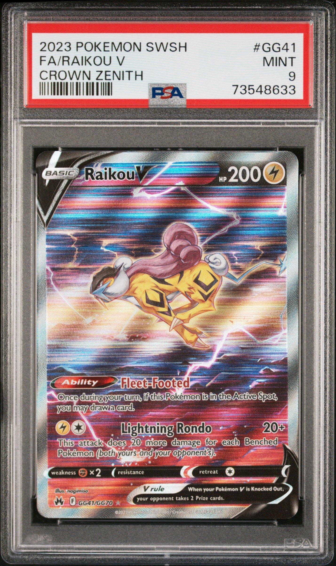 2023 Pokemon Sword And Shield Crown Zenith Gg41 Fa/raikou V PSA 9 | GameStop