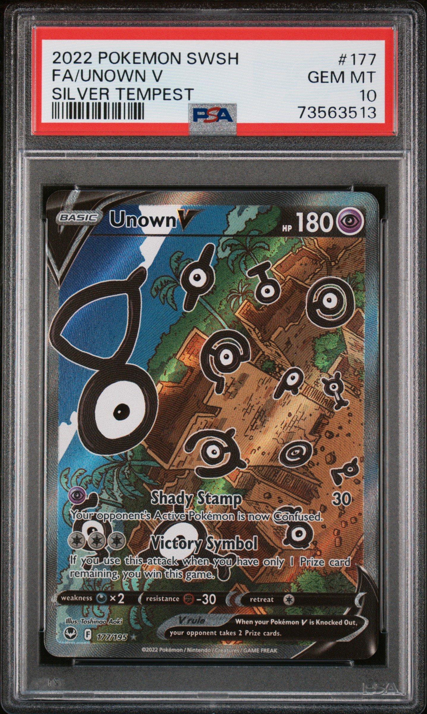 2022 Pokemon Sword & Shield Silver Tempest 177 Full Art/unown V PSA 10 ...