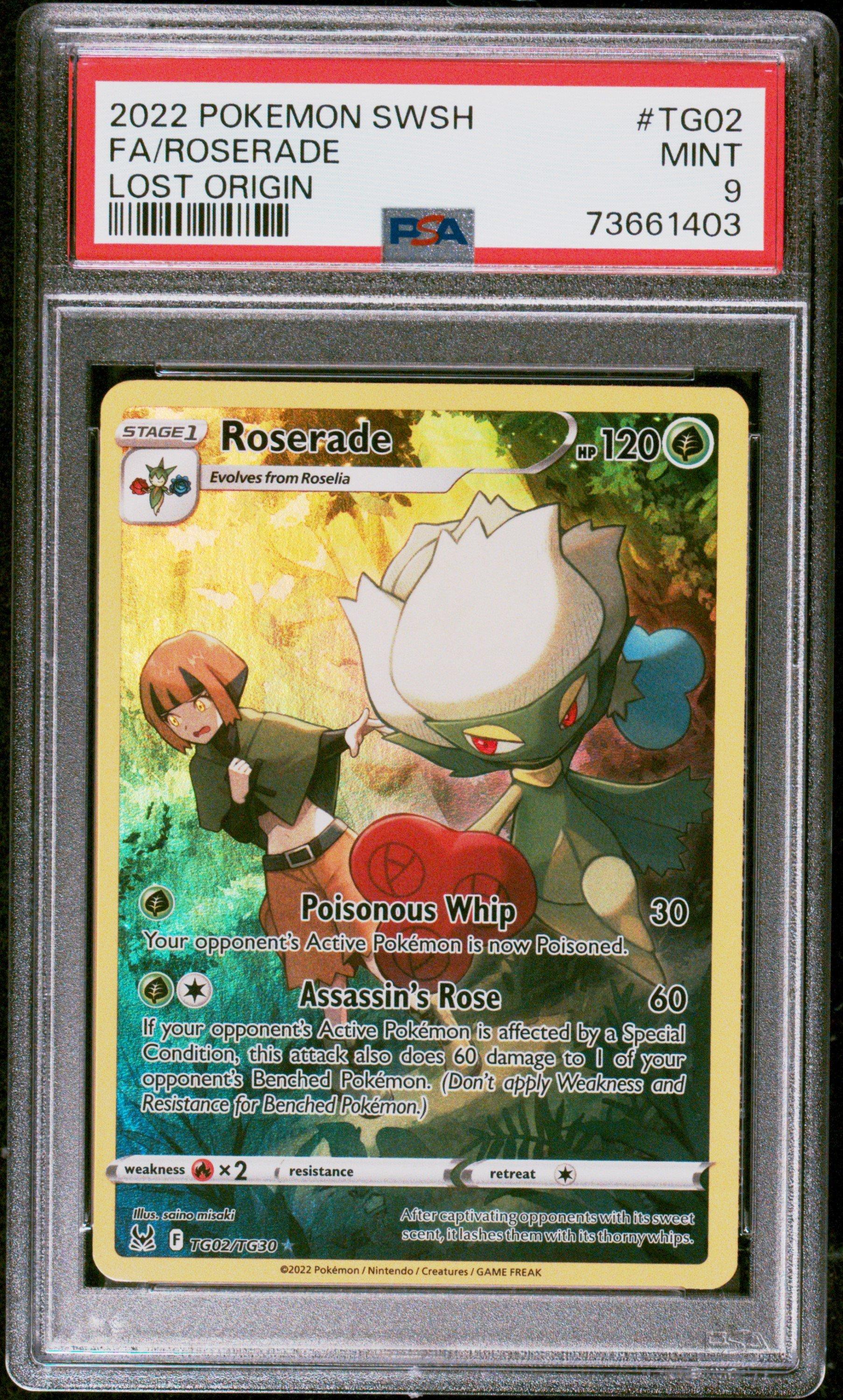 2022 Pokemon Sword & Shield Lost Origin Tg02 Full Art/roserade PSA 9 ...