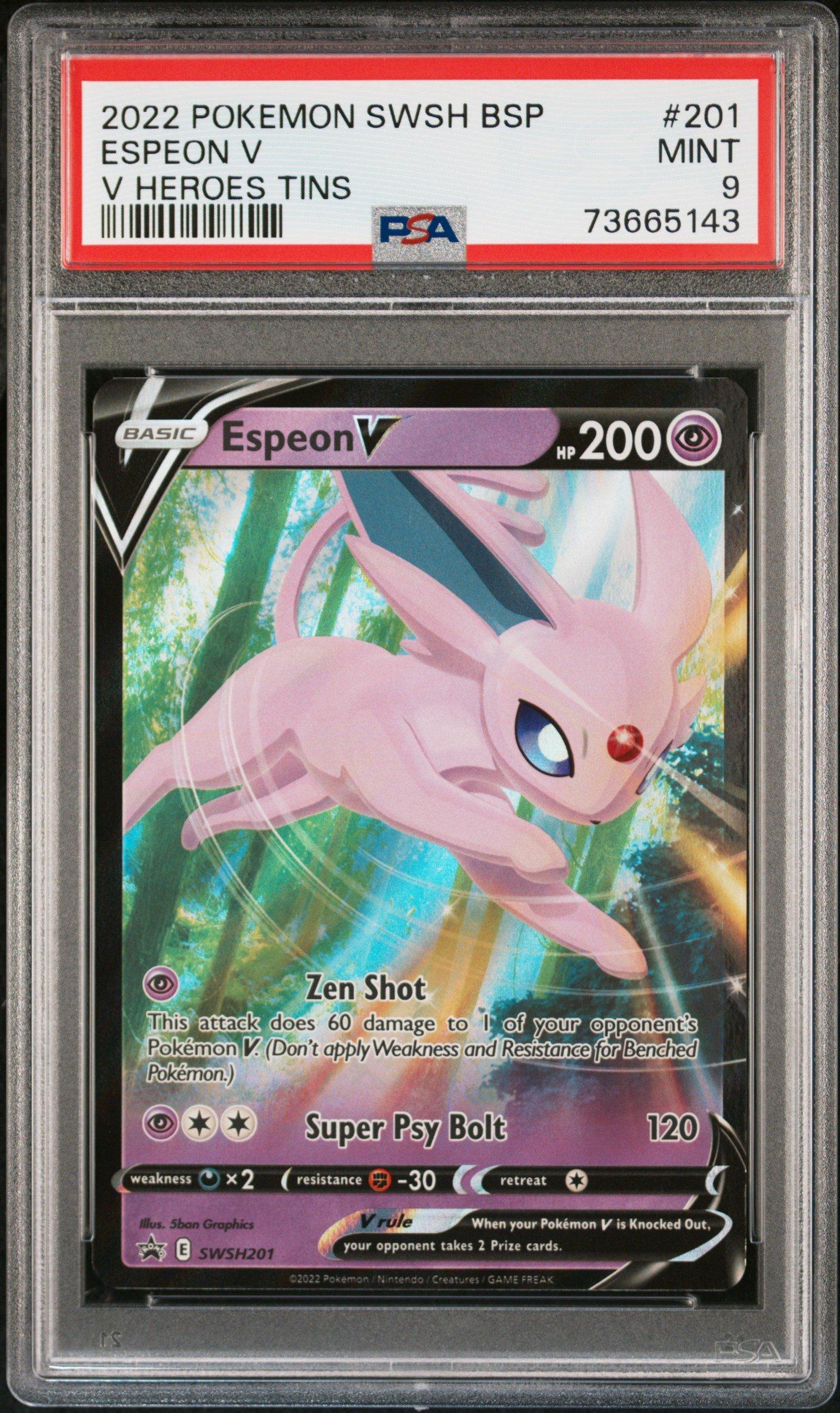 2022 Pokemon Swsh Black Star Promo 201 Espeon V V Heroes Tins PSA 9 ...