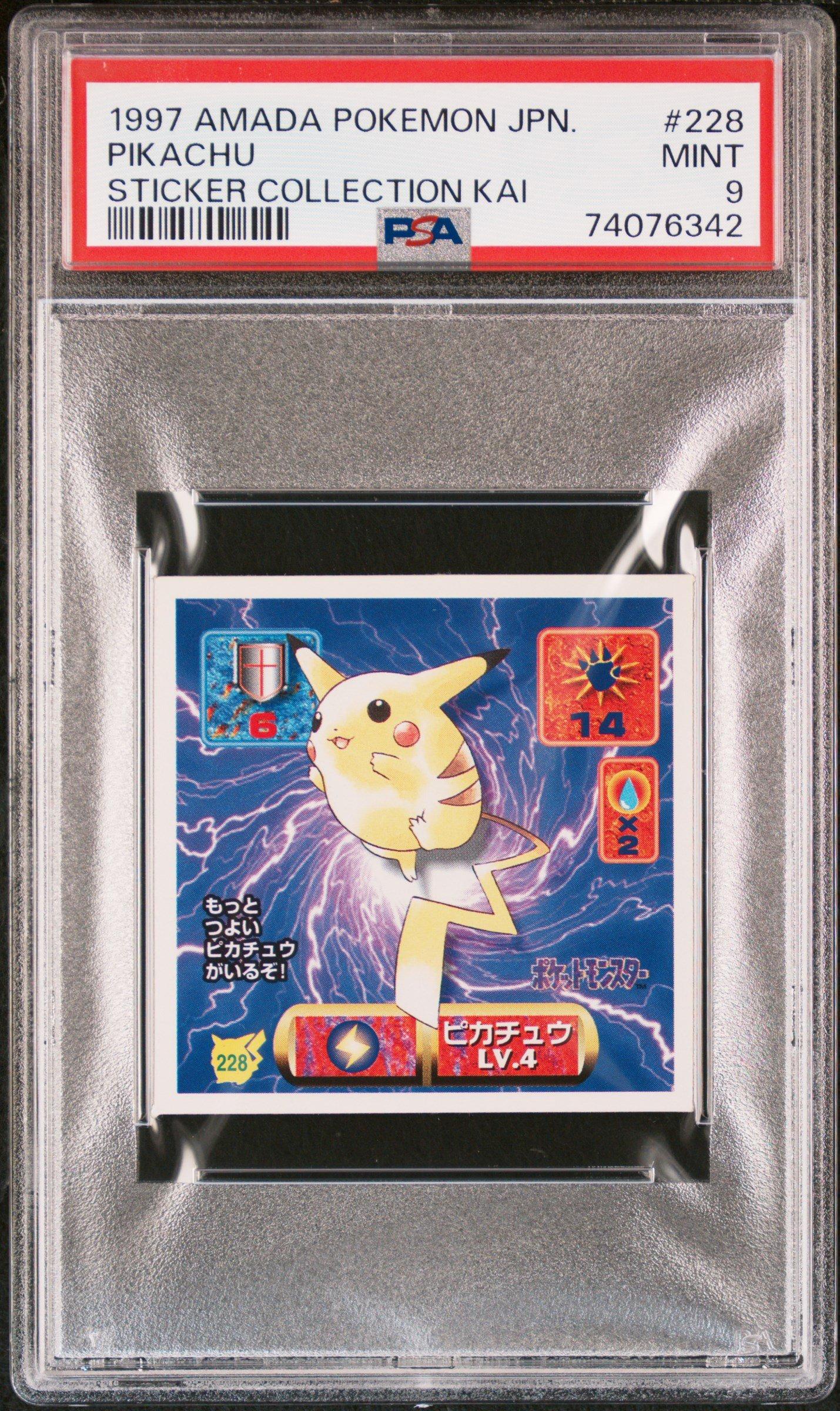 1997 Amada Pokemon Japanese Sticker Collection Kai 228 Pikachu PSA 9 ...