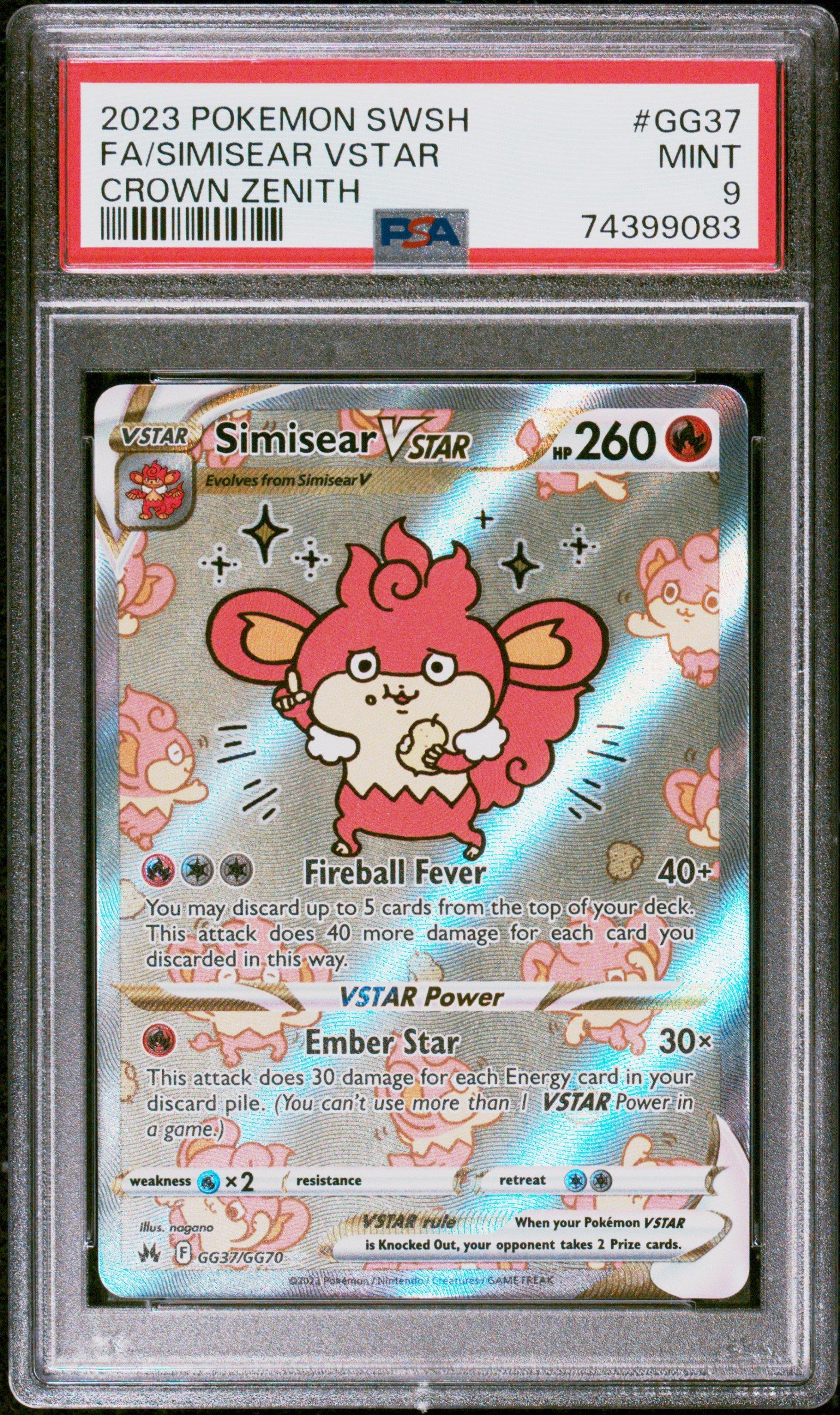 2023 Pokemon Sword And Shield Crown Zenith Gg37 Full Art/simisear Vstar ...