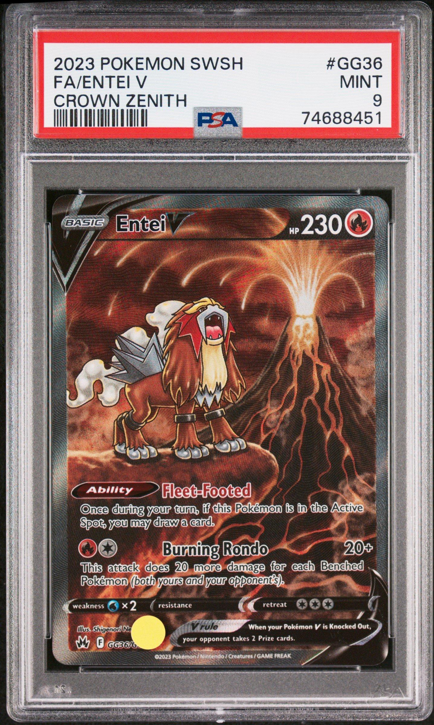 2023 Pokemon Sword And Shield Crown Zenith Gg36 Full Art/entei V PSA 9 ...