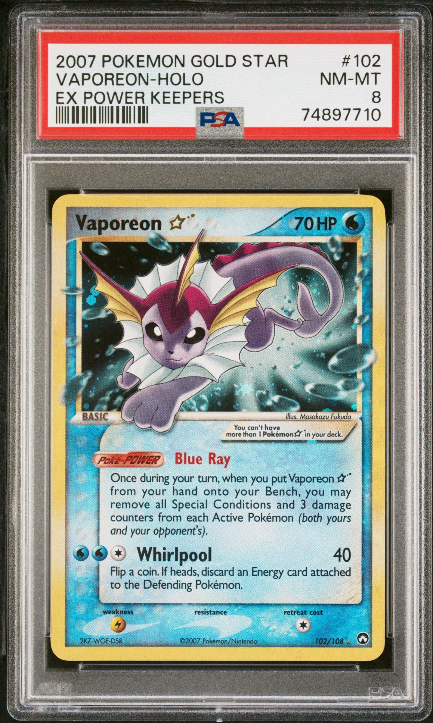 2007 Pokemon Ex Power Keepers 102 Vaporeon-holo Gold Star PSA 8 | GameStop