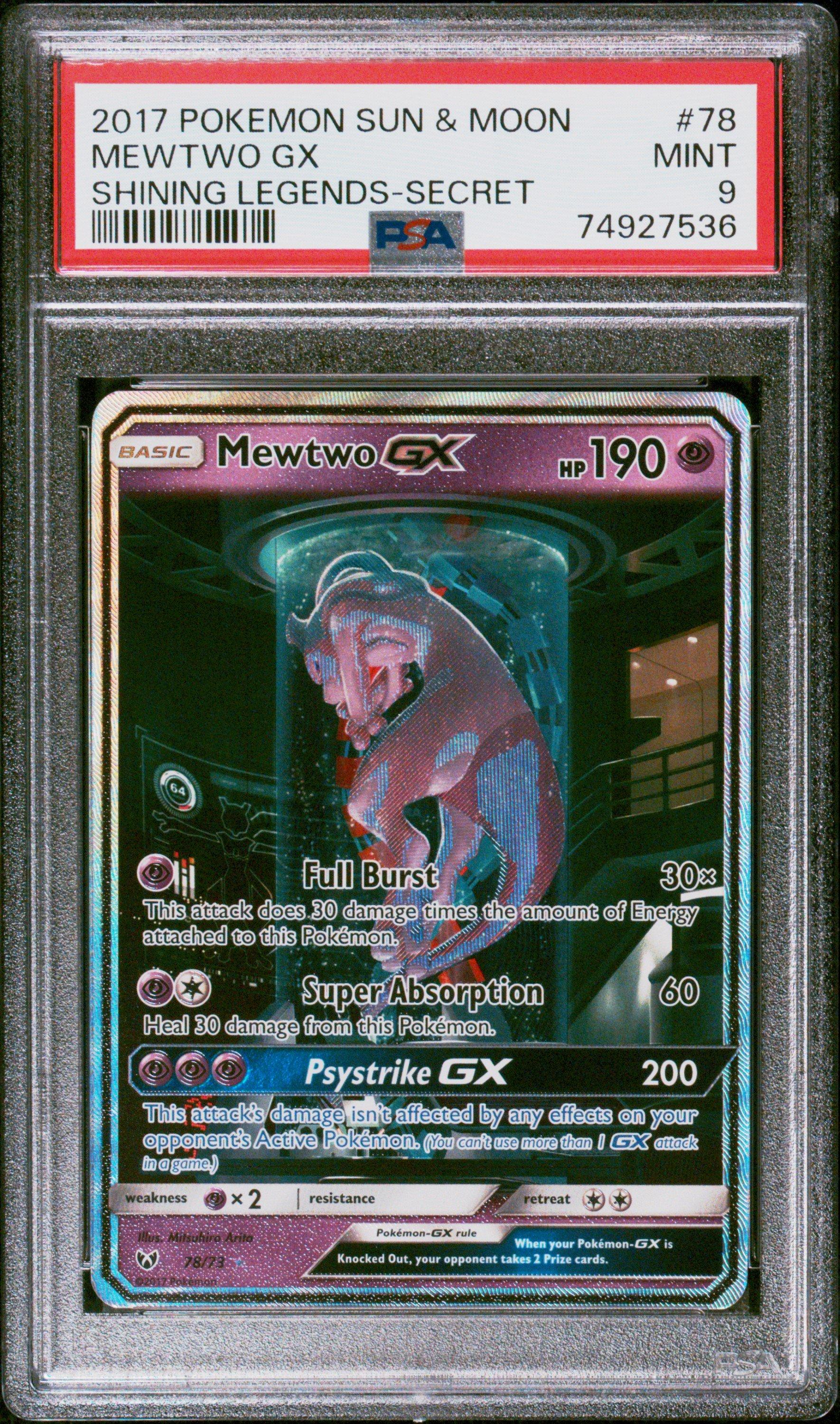 2017 Pokemon Sun & Moon Shining Legends 78 Mewtwo Gx Secret PSA 9 ...