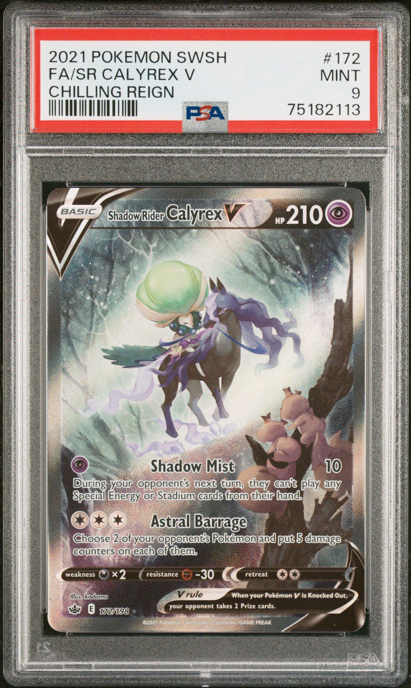 2021 Pokemon Sword & Shield Chilling Reign 172 Full Art/shadow Rider Calyrex V PSA 9 | GameStop