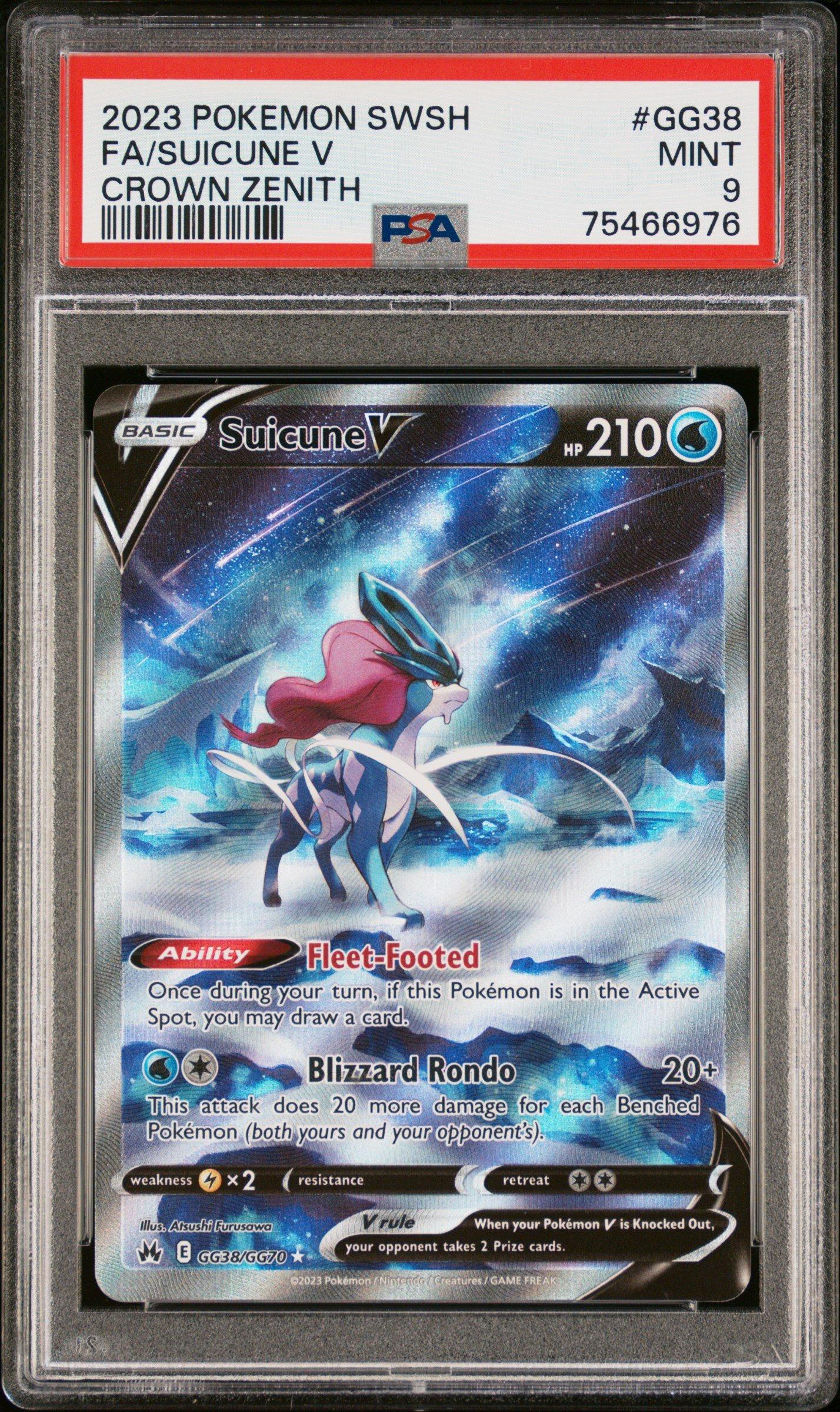2023 Pokemon Sword And Shield Crown Zenith Gg38 Fa/suicune V PSA 9 ...