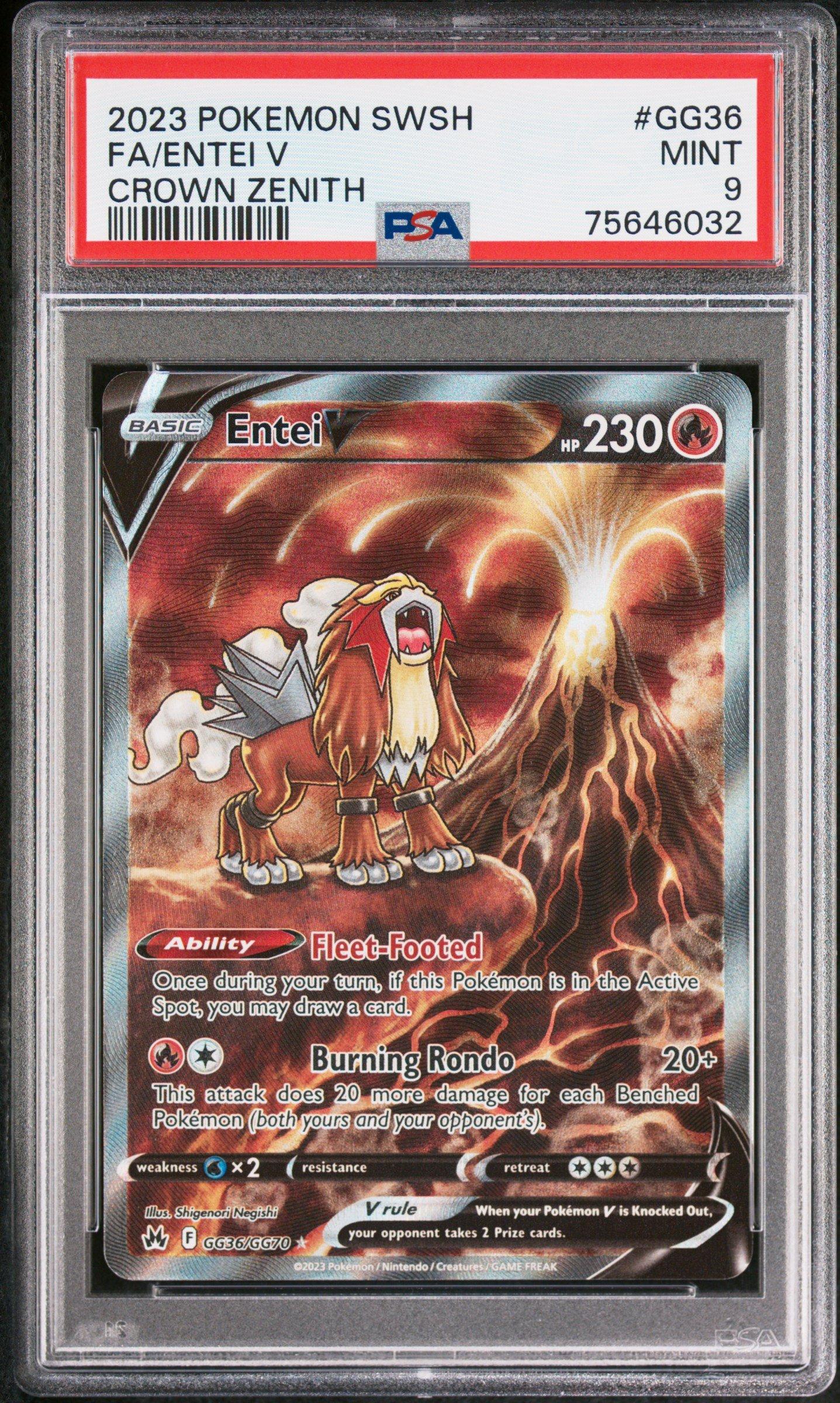 2023 Pokemon Sword And Shield Crown Zenith Gg36 Full Art/entei V PSA 9 ...