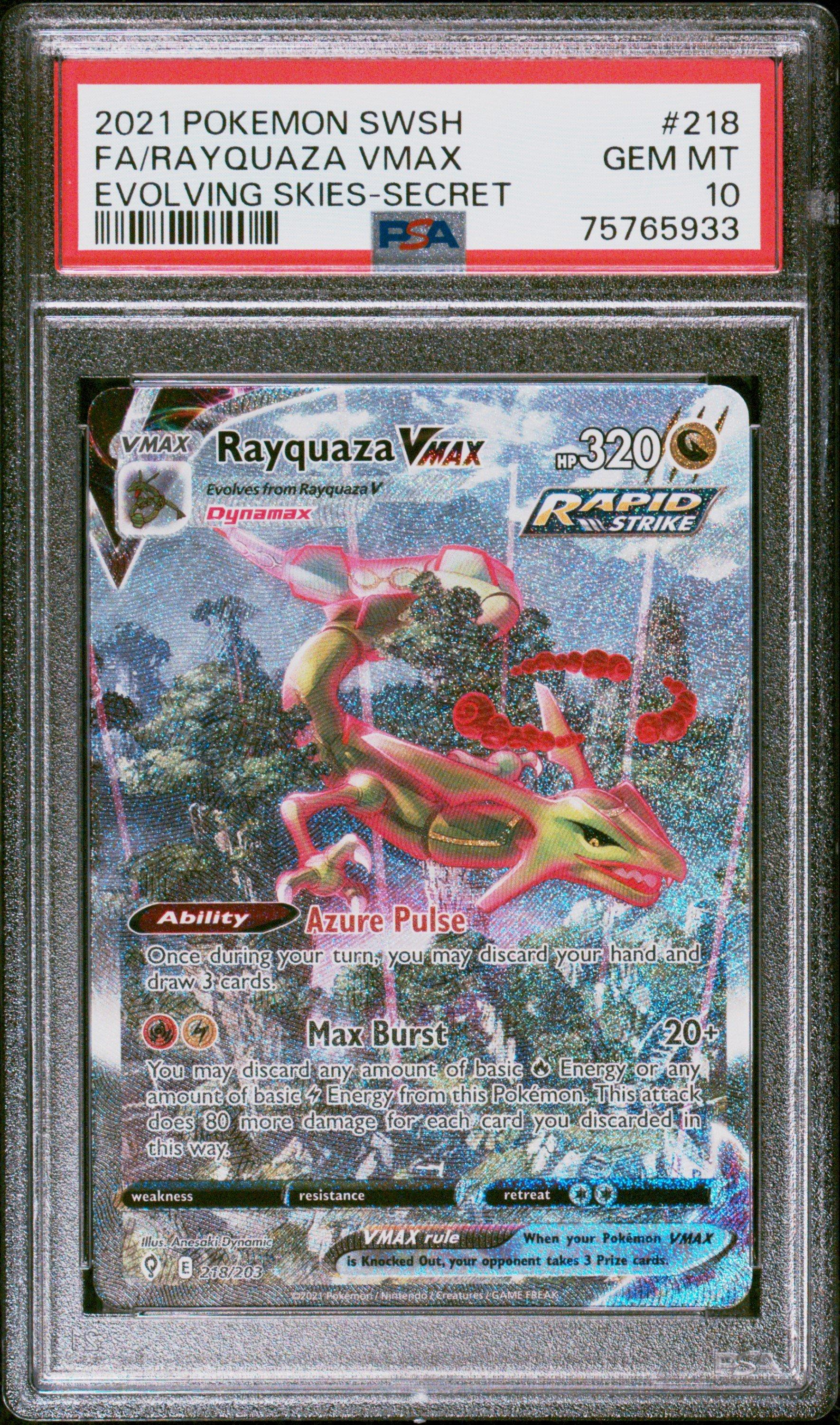 2021 Pokemon Sword & Shield Evolving Skies 218 Full Art/rayquaza Vmax Secret PSA 10 | GameStop