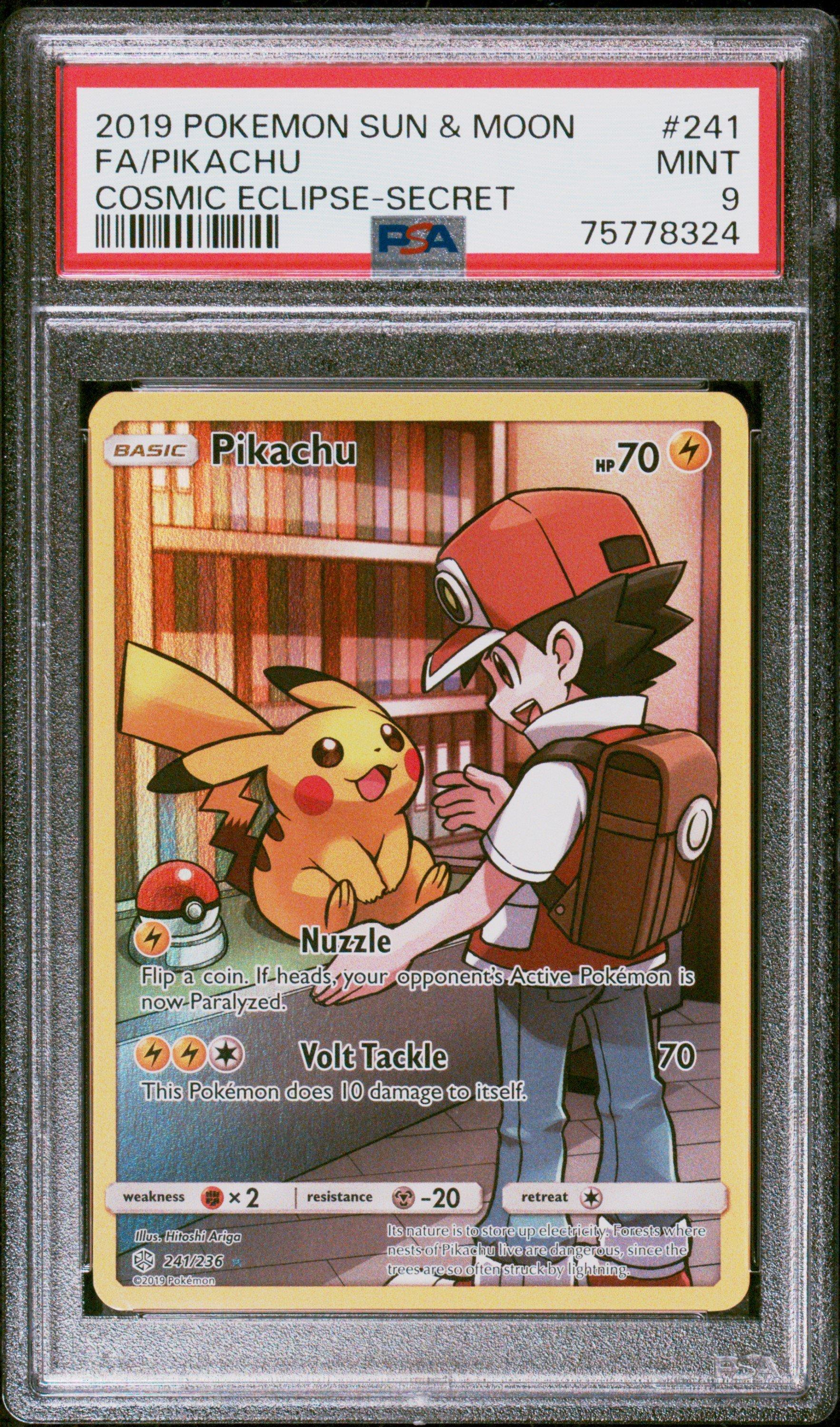 2019 Pokemon Sun & Moon Cosmic Eclipse 241 Full Art/pikachu Secret PSA ...