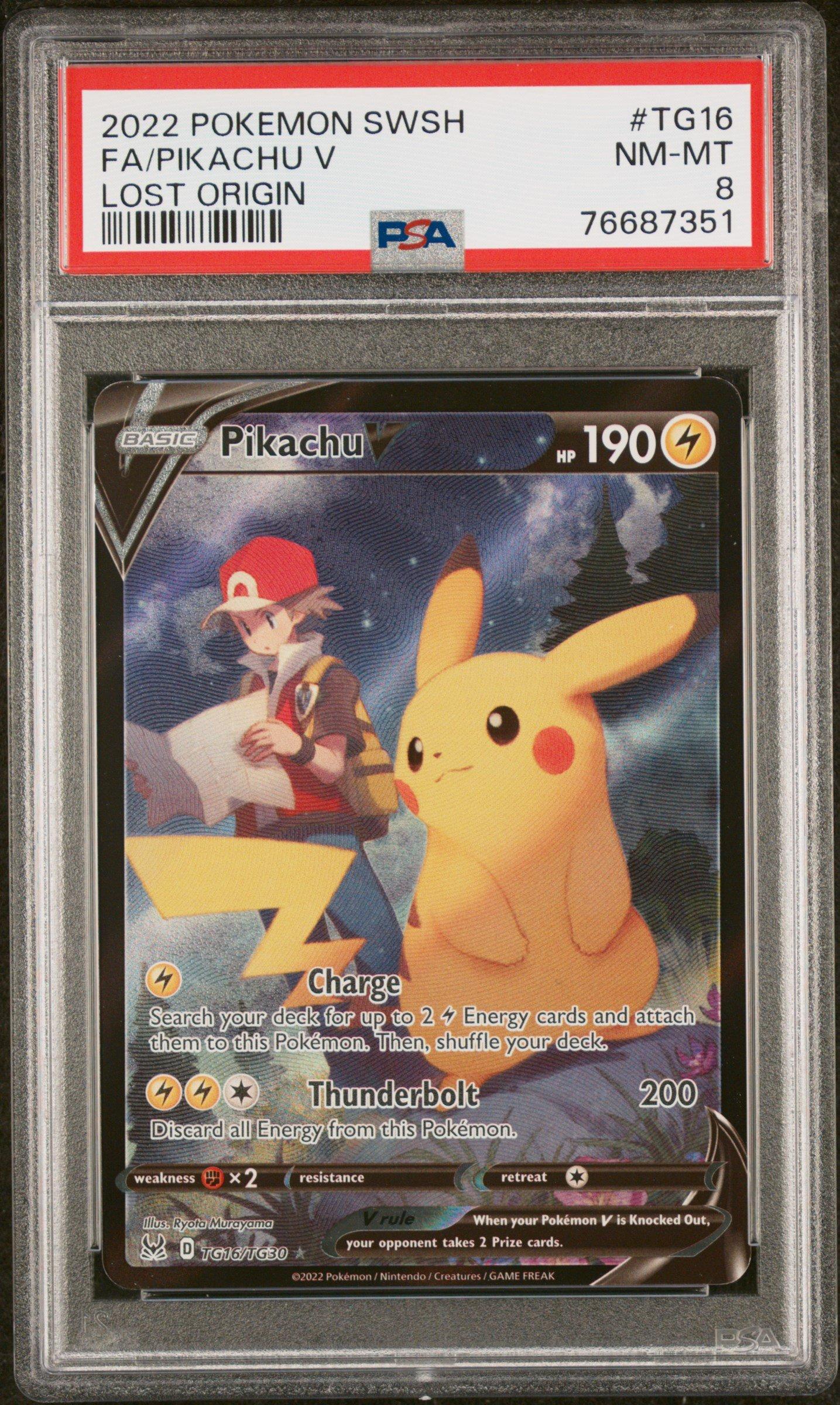 2022 Pokemon Sword & Shield Lost Origin Tg16 Full Art/pikachu V PSA 8 ...