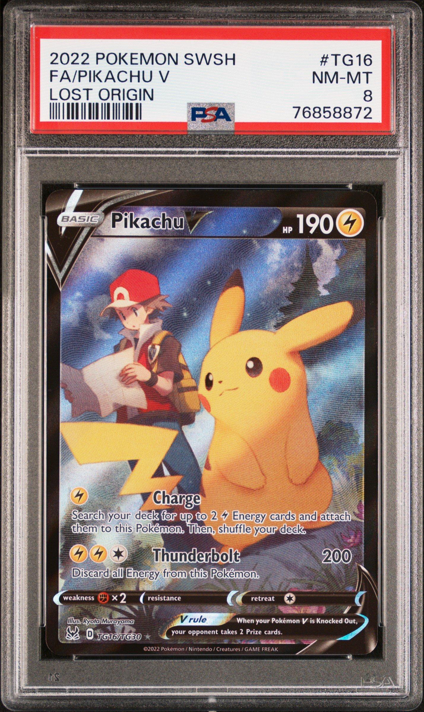 2022 Pokemon Sword & Shield Lost Origin Tg16 Full Art/pikachu V PSA 8 ...